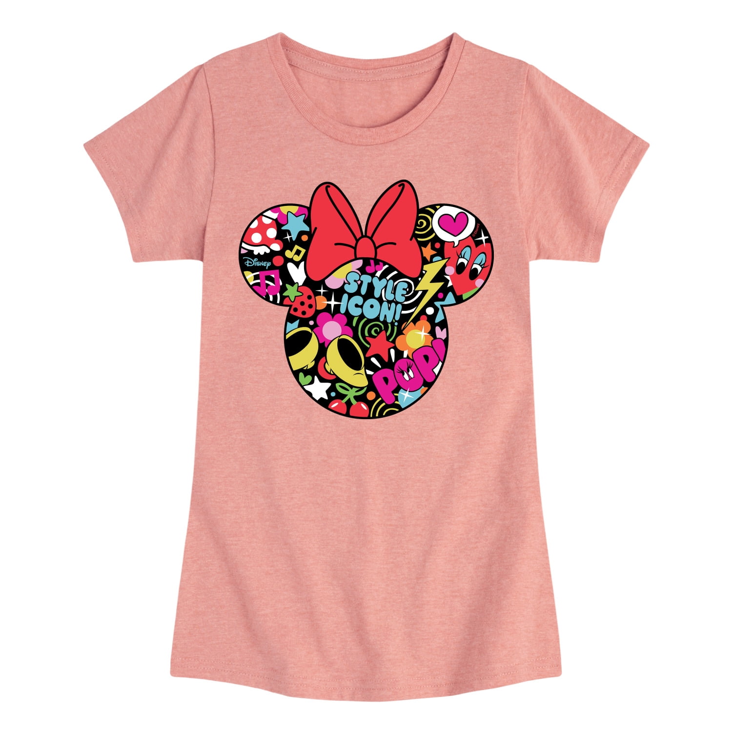 Disney - Minnie Head - Toddler & Youth Girls Short Sleeve Graphic T ...