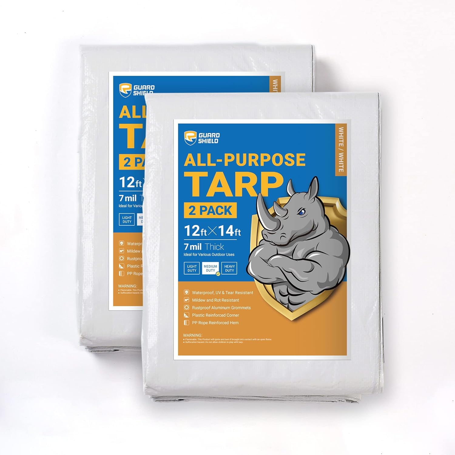 White Tarp Waterproof 12x14 Feet Medium Duty All Purpose Poly Tarps ...