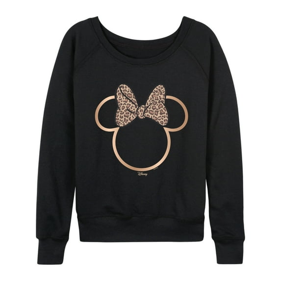 Disney - Minnie Leopard Print - Women's French Terry Long Sleeve ...