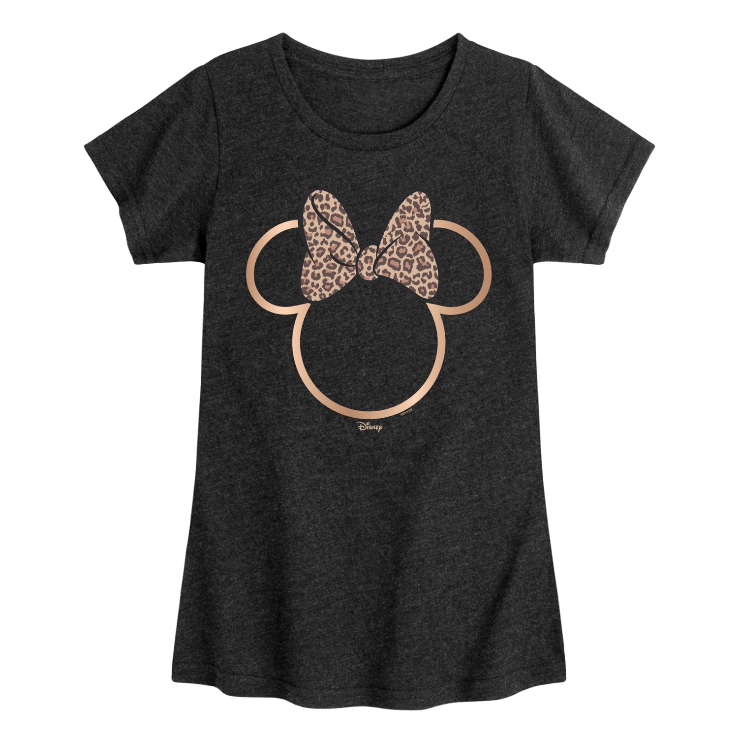 Disney - Minnie Leopard Print - Youth Girls Fitted Short Sleeve T-Shirt ...