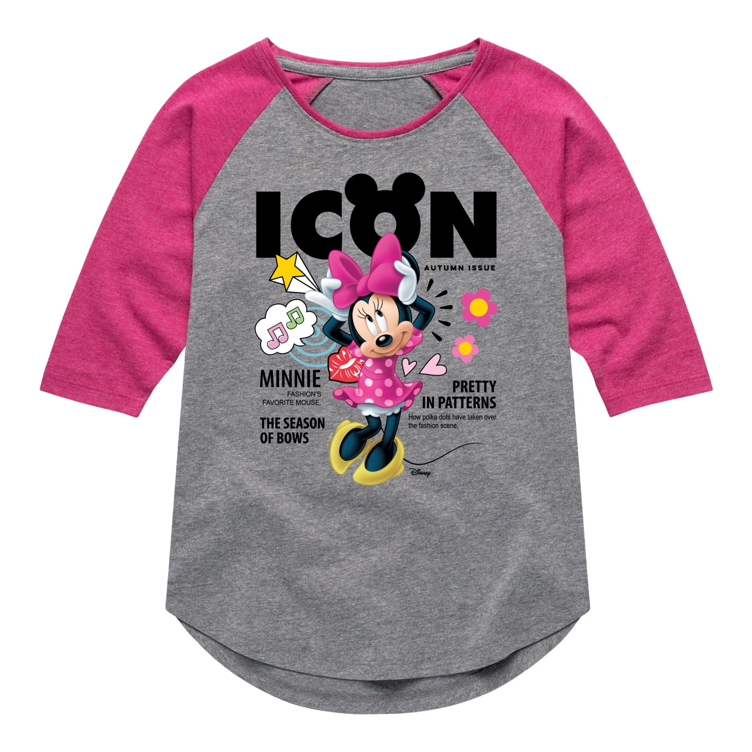 Disney - Minnie Mag Cover - Toddler & Youth Girls Raglan Graphic T ...