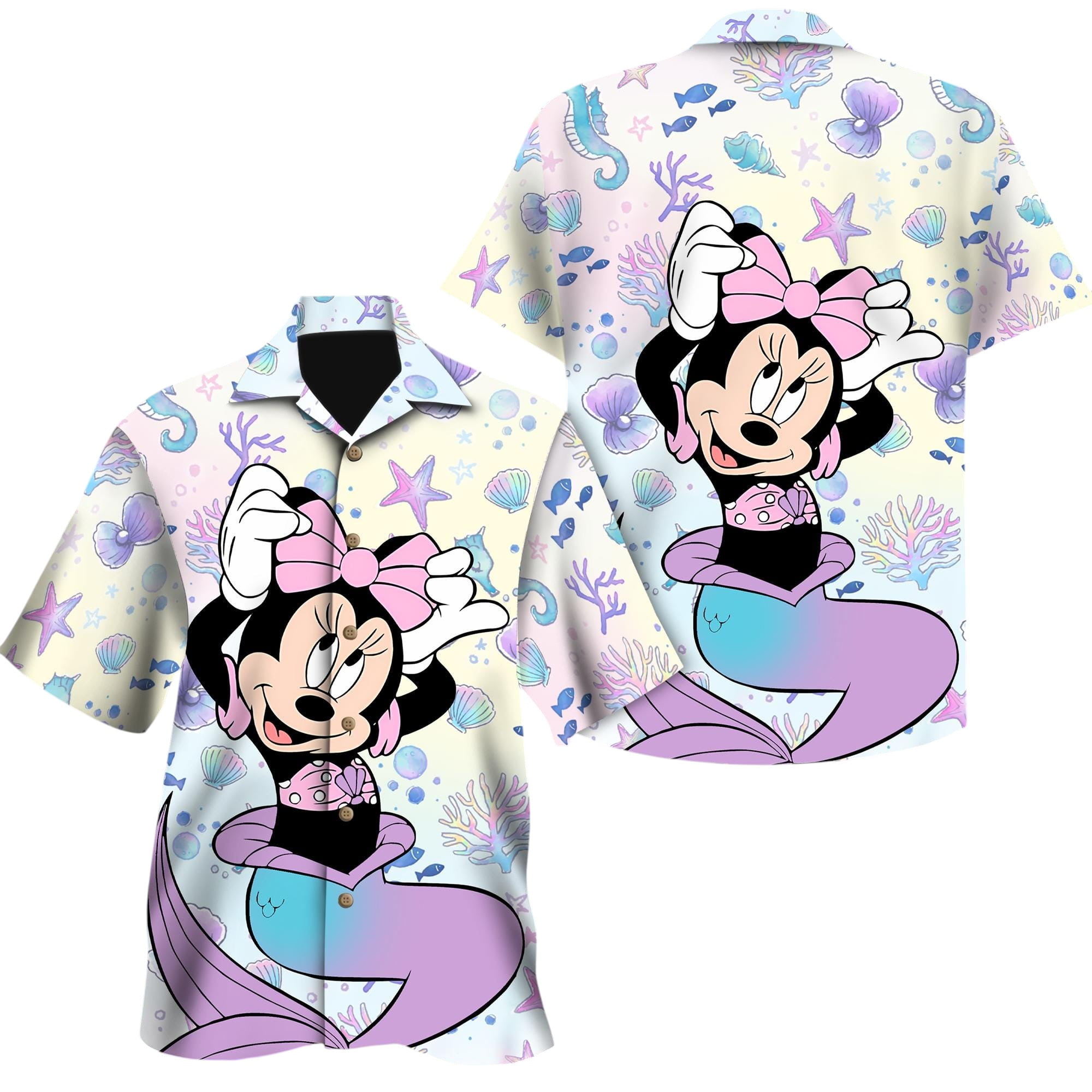 Disney Minnie Mermaid Hawaiian Shirt Summer Vacation Disneyland Girls ...