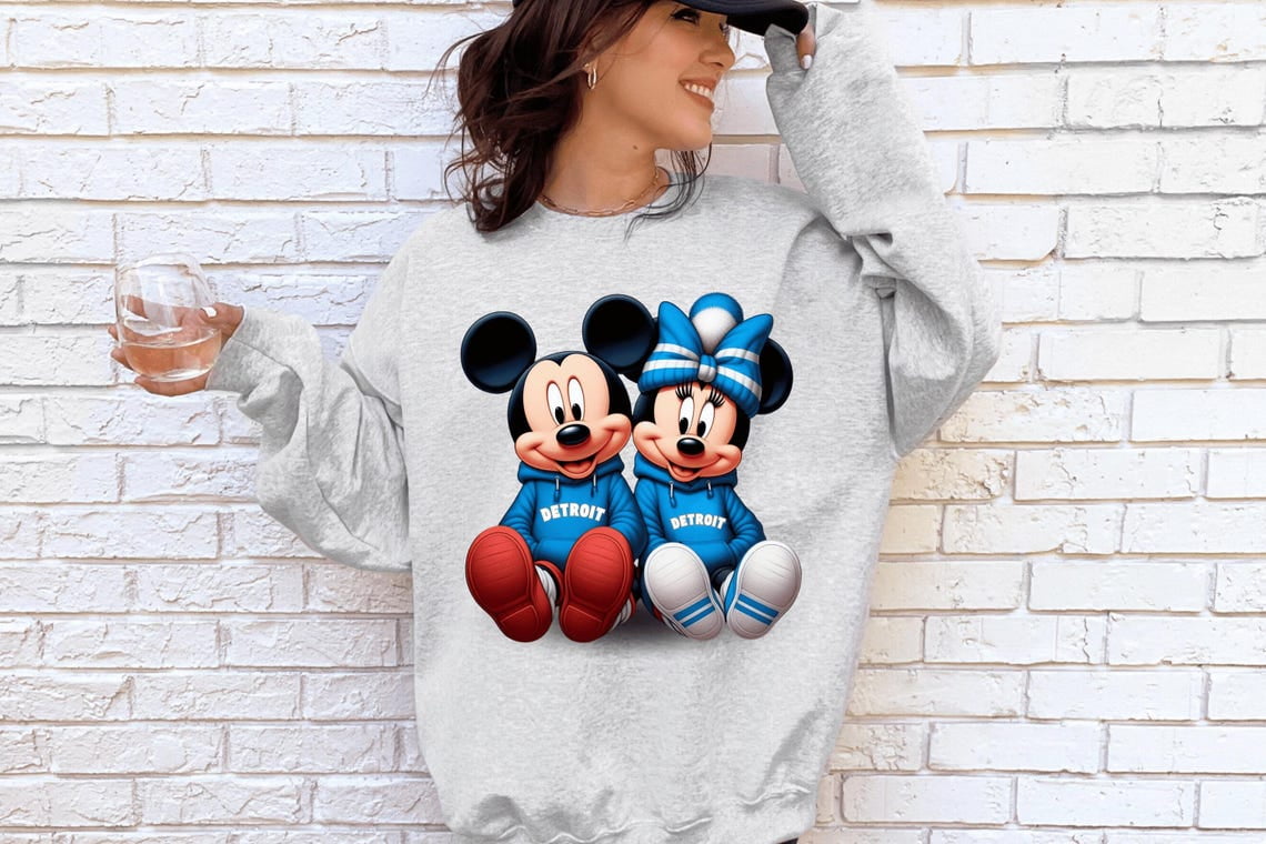 Disney Minnie Mickey Detroit Football Sweatshirt, Football Sports Sweat ...