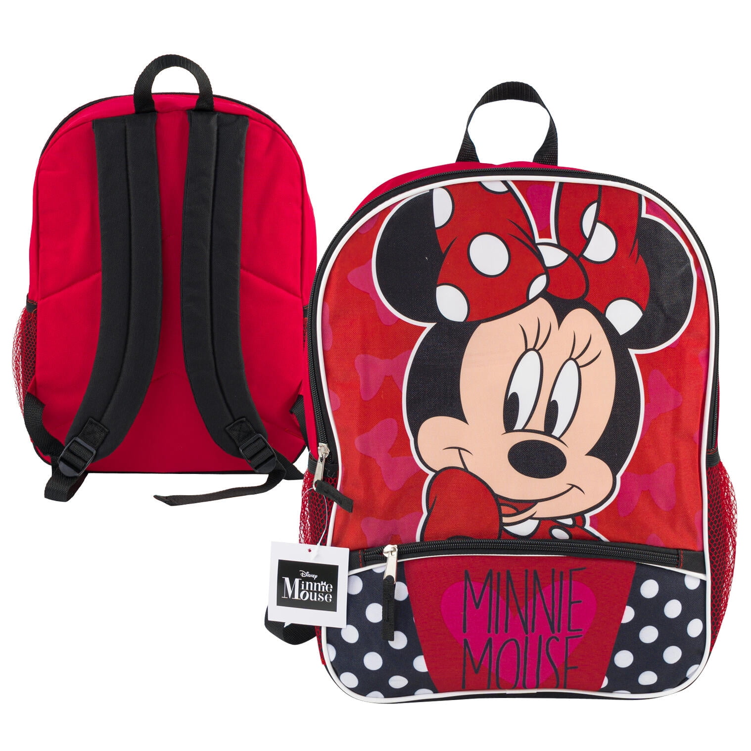 Disney Minnie Mouse 2 Pocket Backpack, Red - Walmart.com