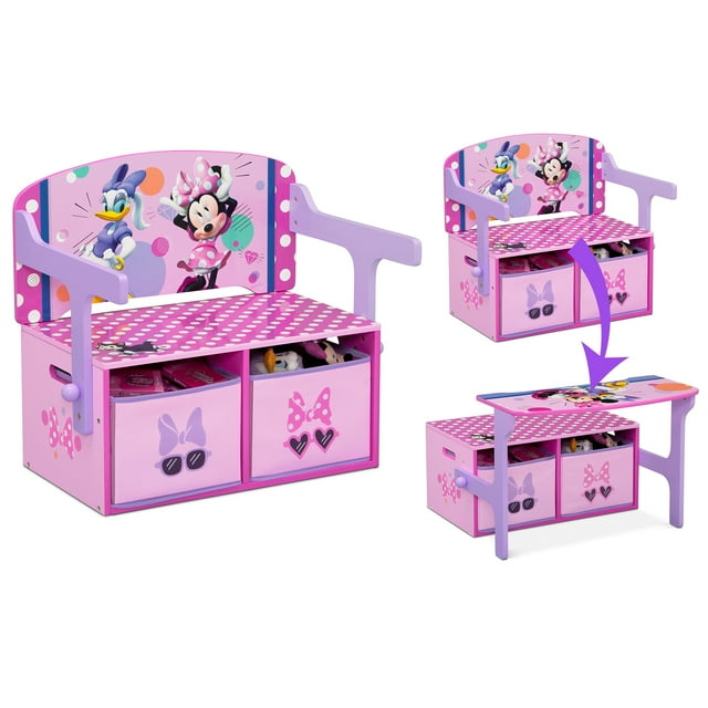 Disney Minnie Mouse 2-in-1 Activity Bench and Desk with Storage Bin ...