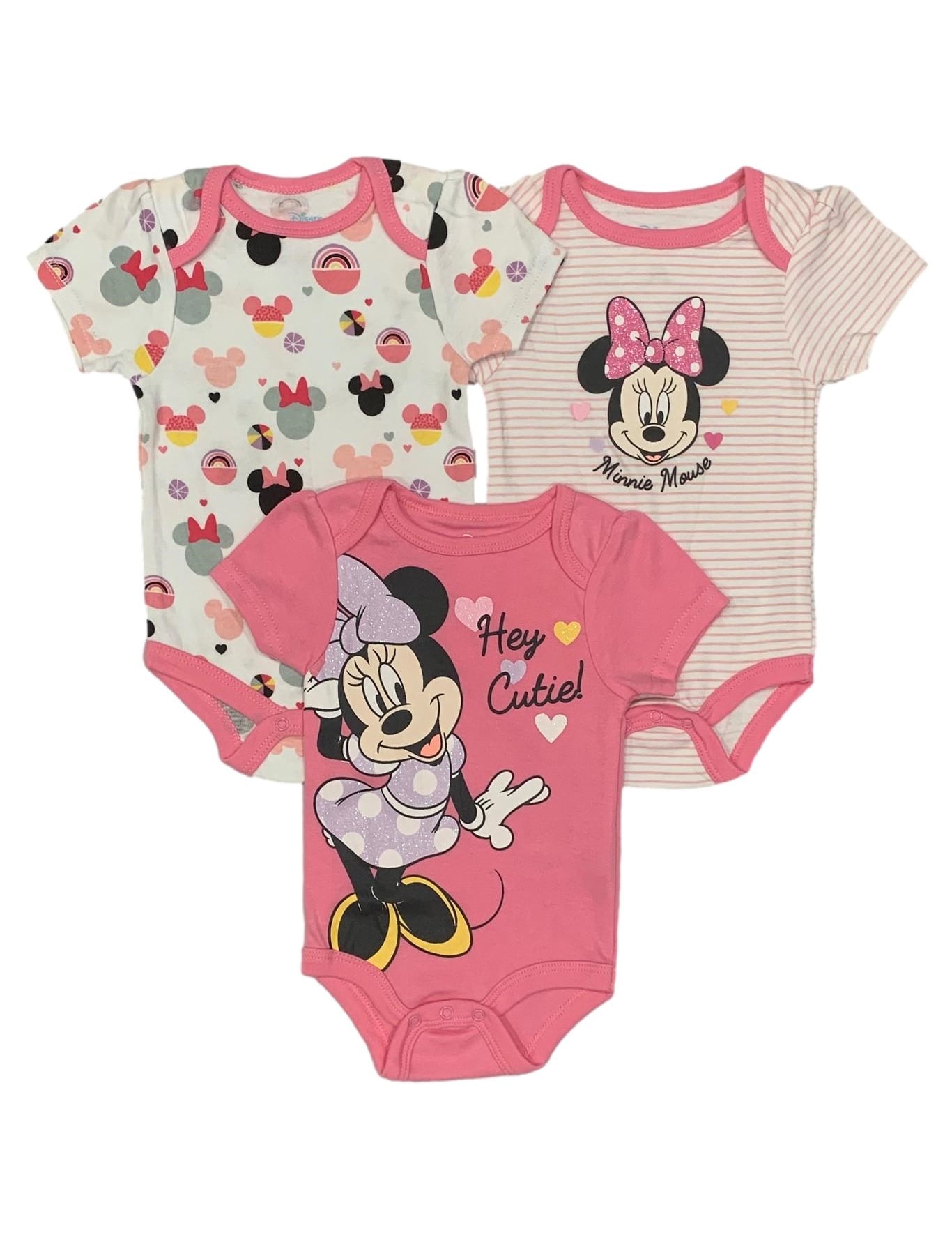 Disney Minnie Mouse 3 Pack Bodysuit Set (Baby Girls) - Walmart.com