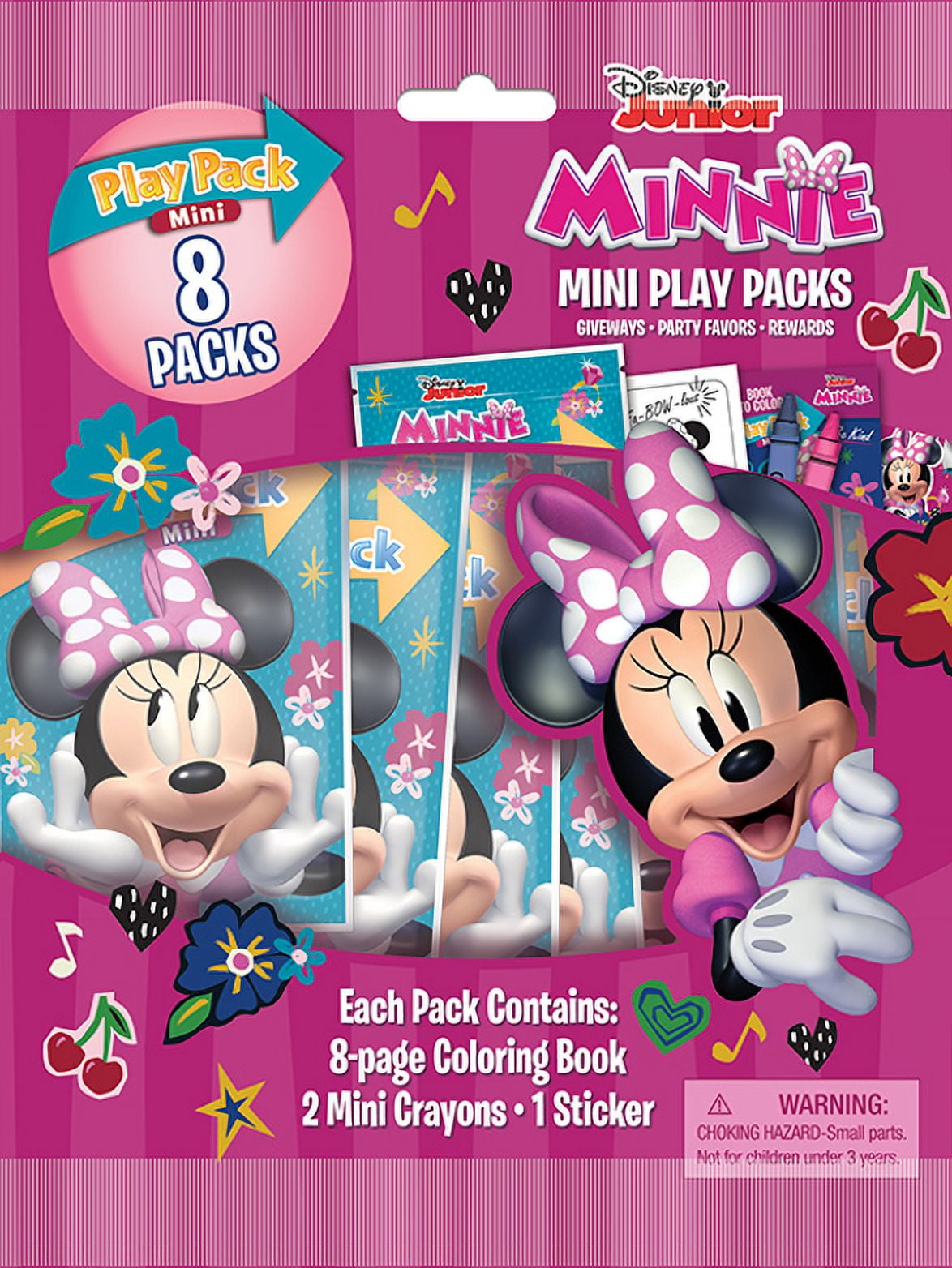 Disney Minnie Mouse 8 Count Mini Play Pack with Small Coloring Book and ...