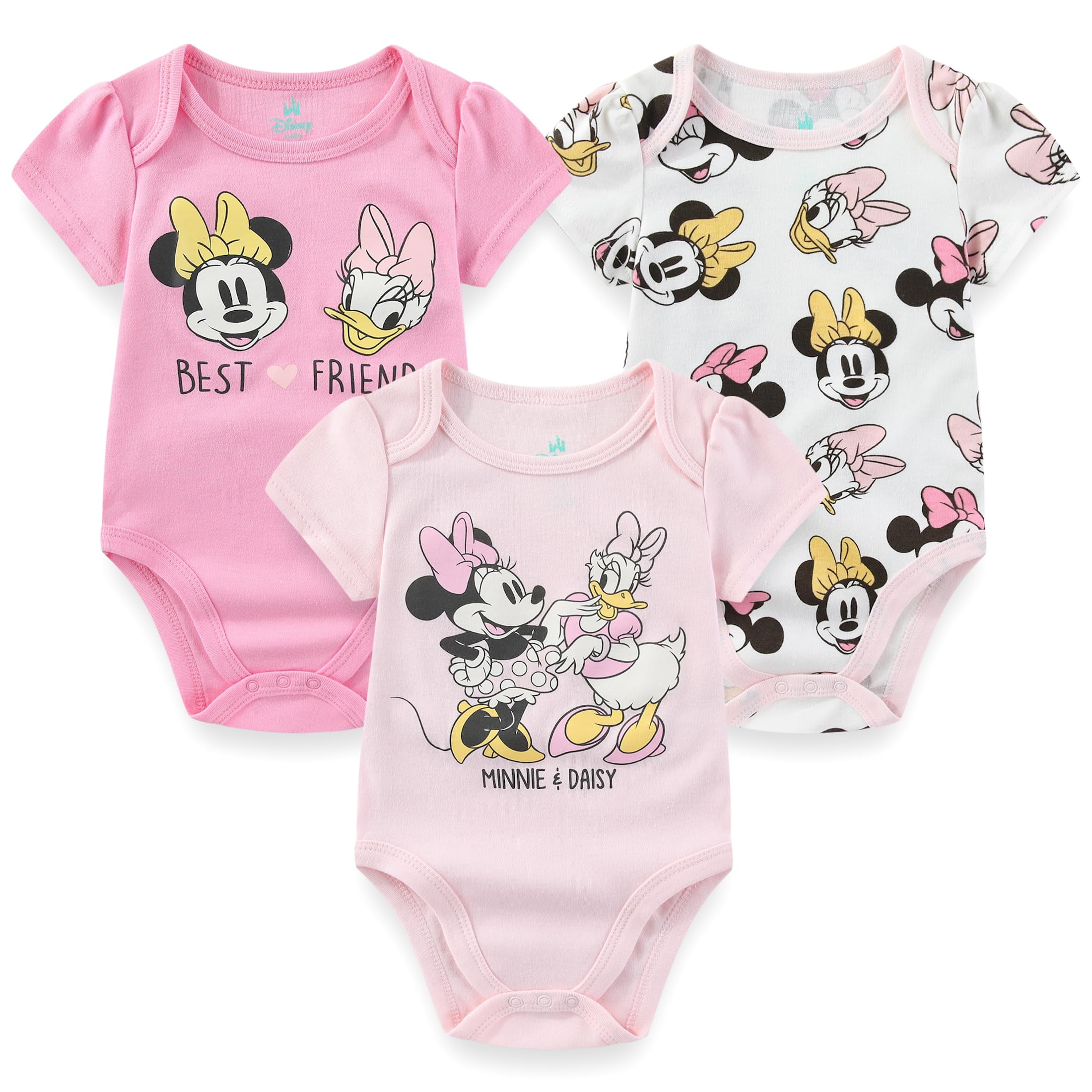 Disney Minnie Mouse Baby Bodysuits (Girls), 3 Pack, Sizes 3-18M ...
