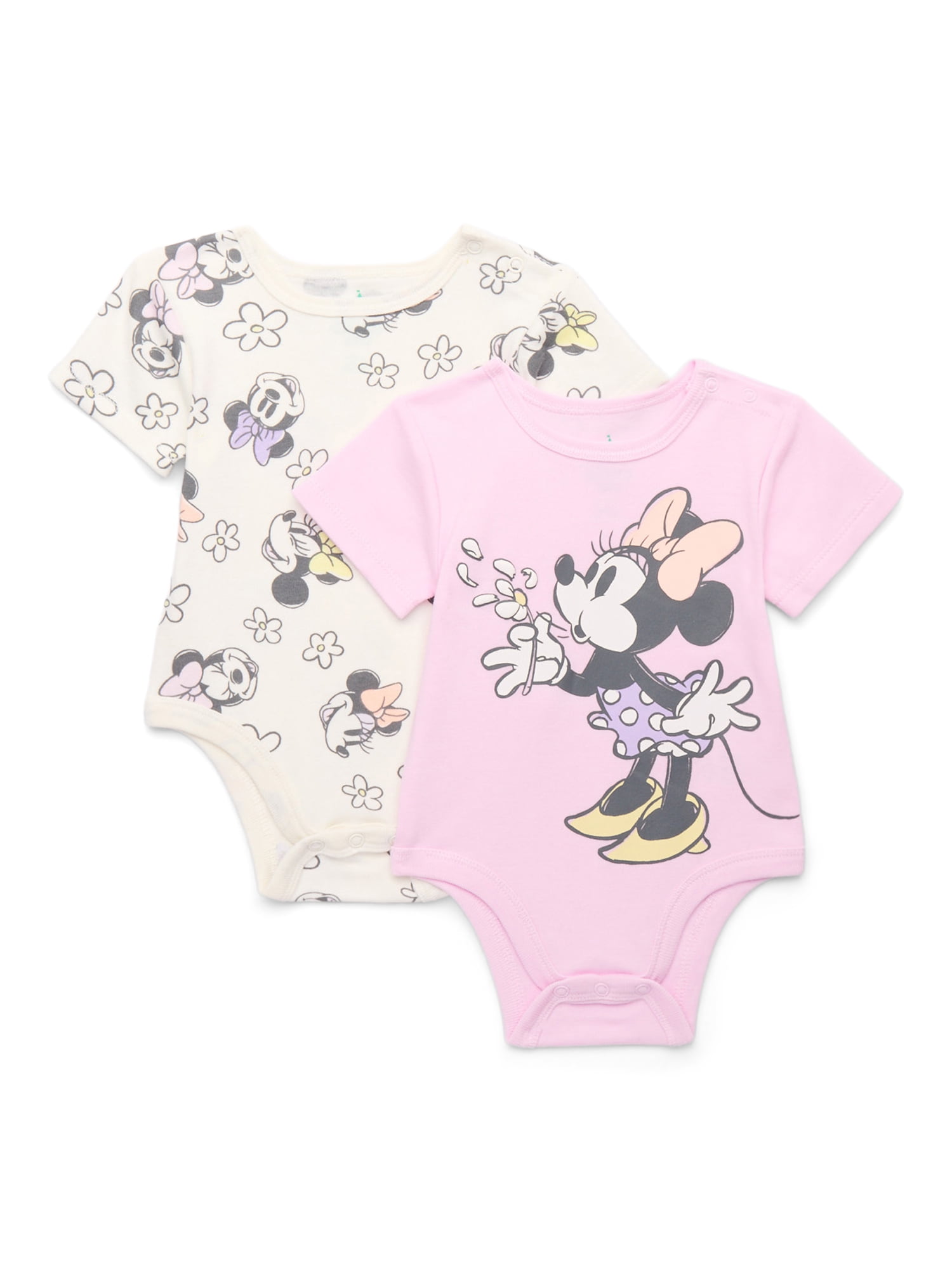 Disney Minnie Mouse Baby Girl Bodysuits - 2-Pack - Walmart.com
