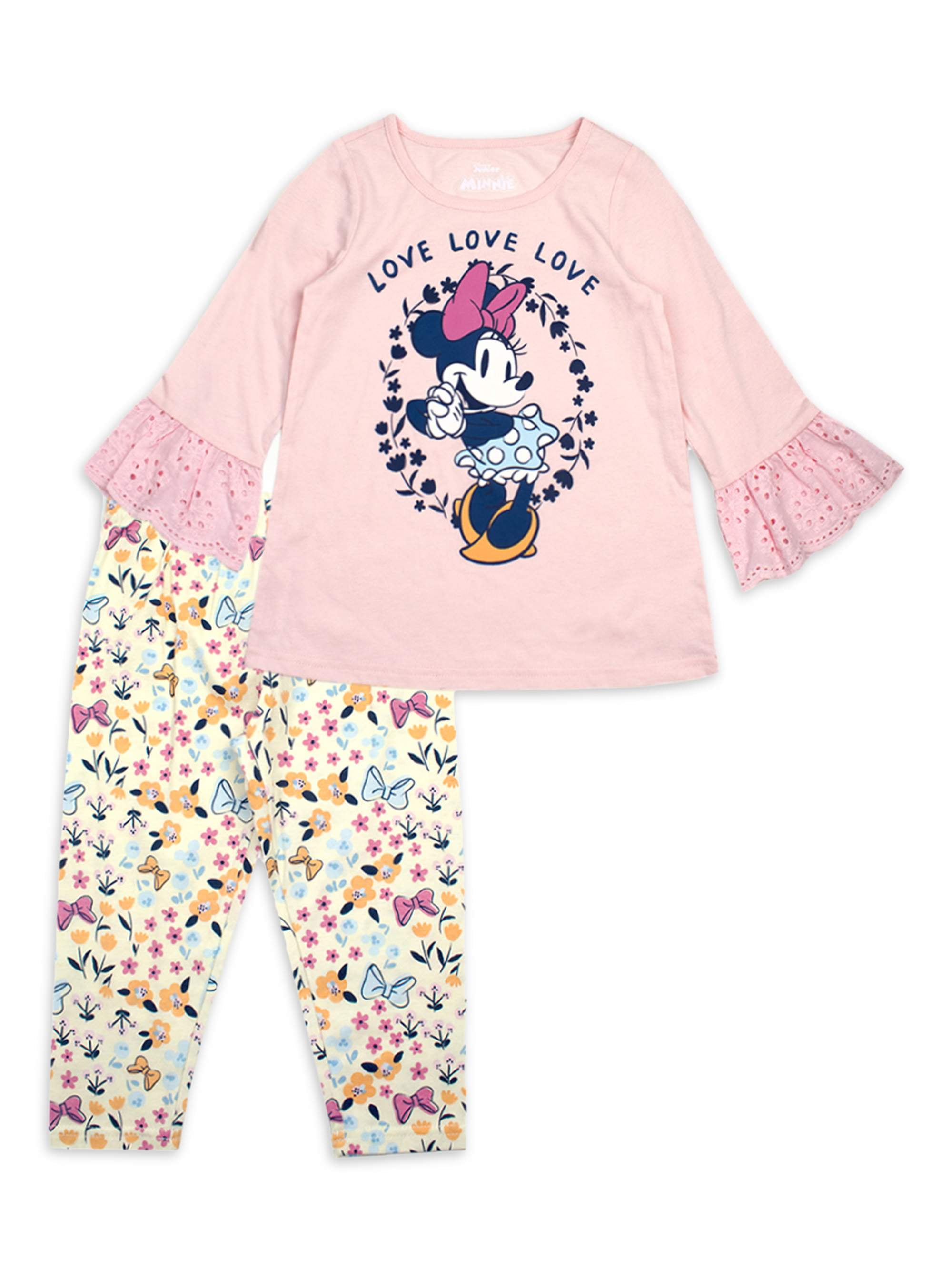 Disney Minnie Mouse Baby Girl Eyelet Top & Capri Legging Outfit, 2pc ...