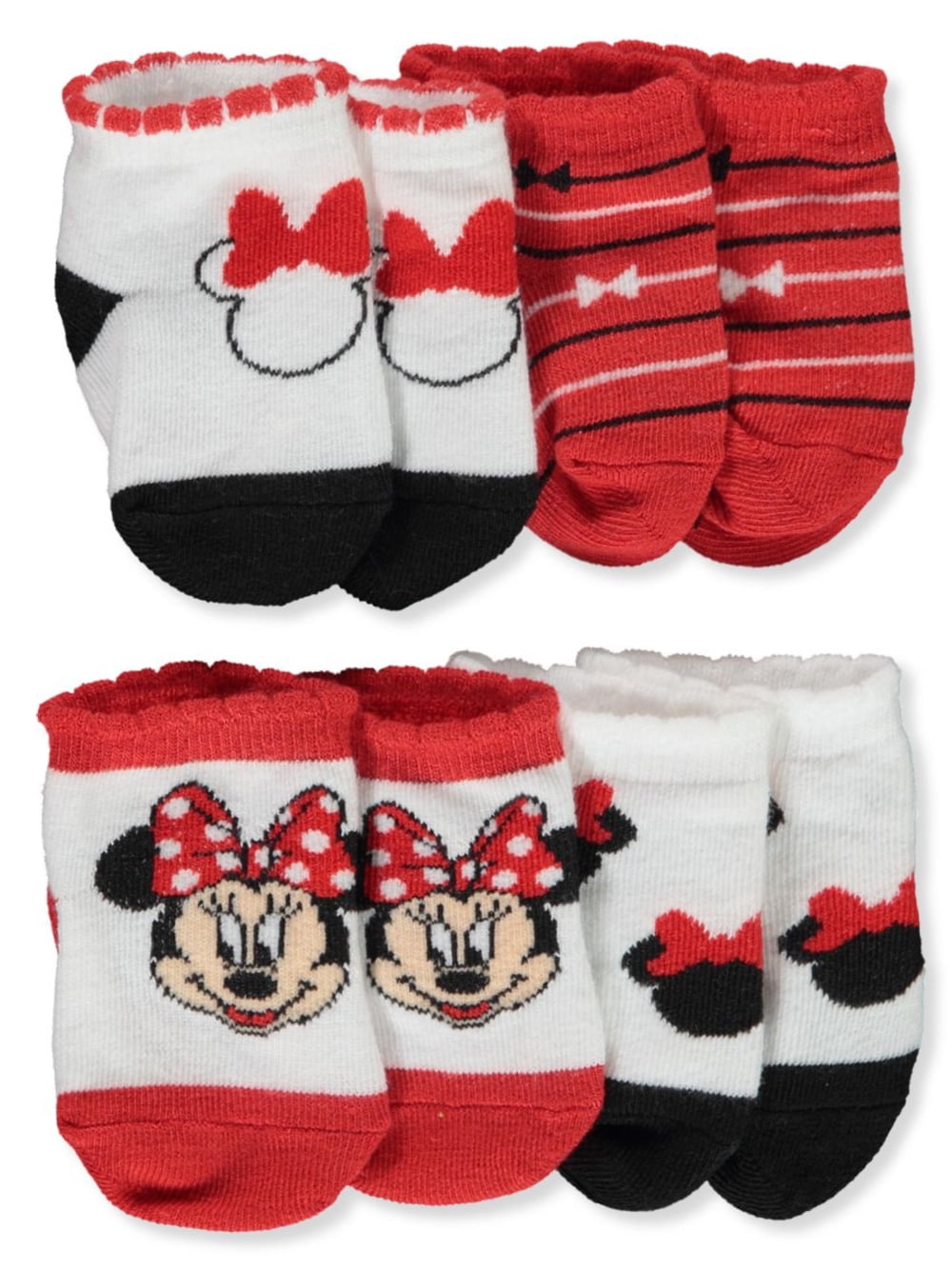 Disney Minnie Mouse Baby Girls' 4-Pack Bootie Socks - red/multi, 0 - 12 ...