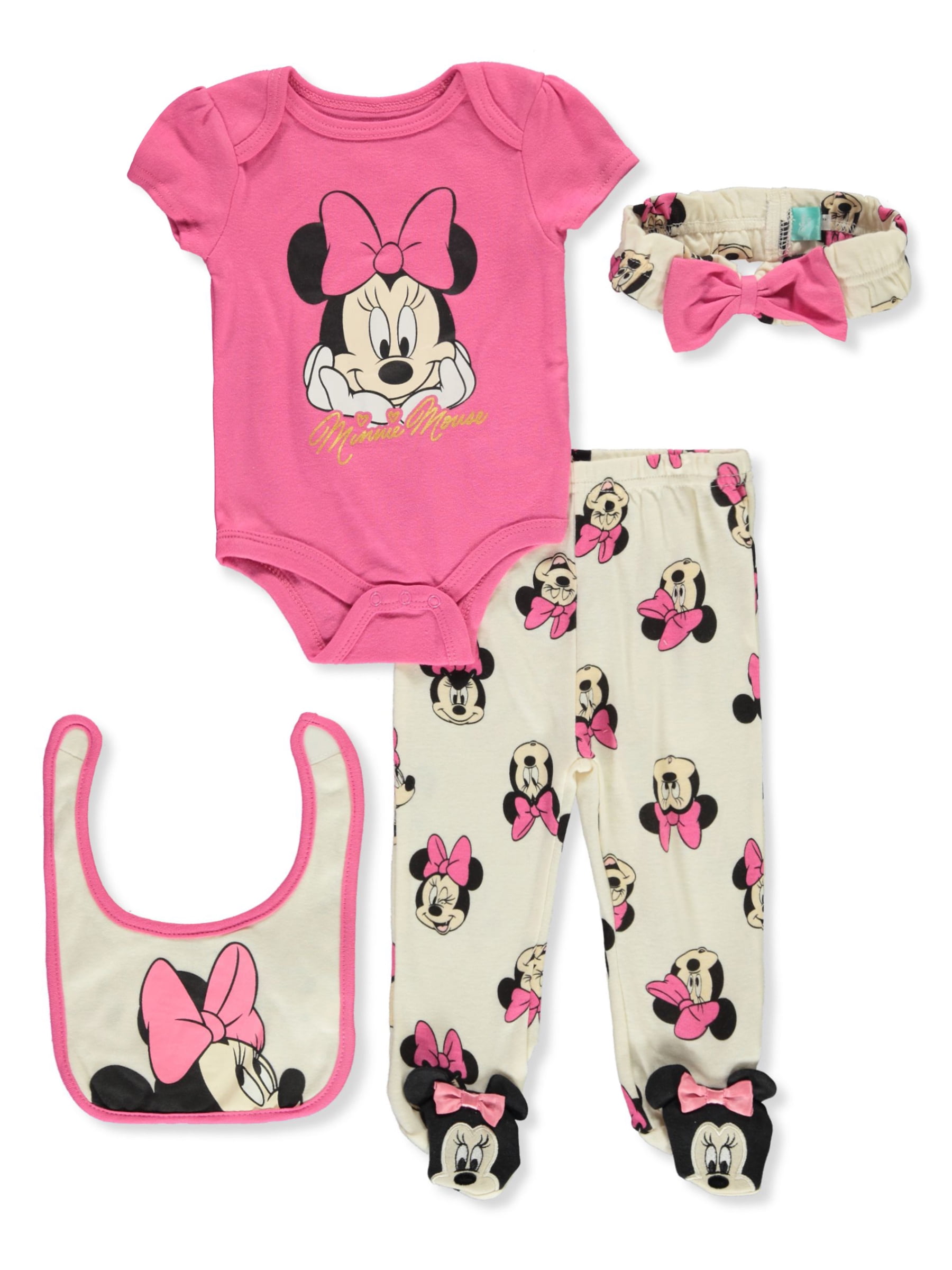 Disney Minnie Mouse Baby Girls'4-Piece Hearts Layette Set outfit - pink ...