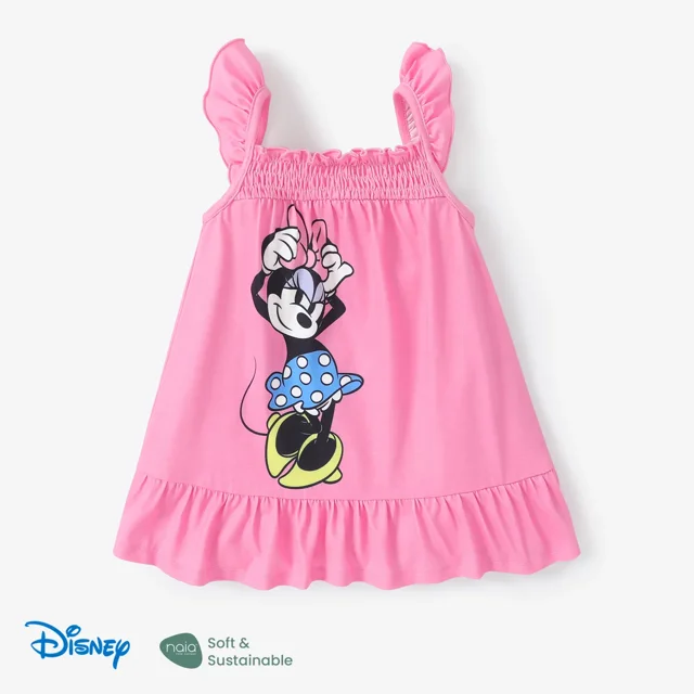 Disney Minnie Mouse Baby Girls Dresses Graphic Ruffled Sleeve Girls ...