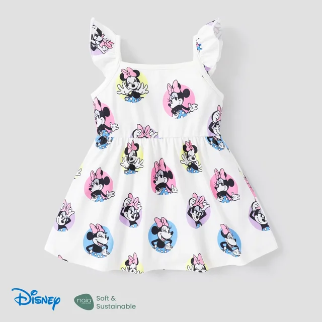 Disney Minnie Mouse Baby Girls Dresses Graphic Ruffled Sleeve Girls ...