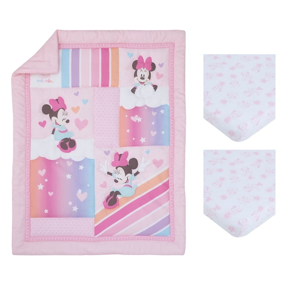 Disney Minnie Mouse Be Happy 3-PC Mini Crib Set - Walmart.com