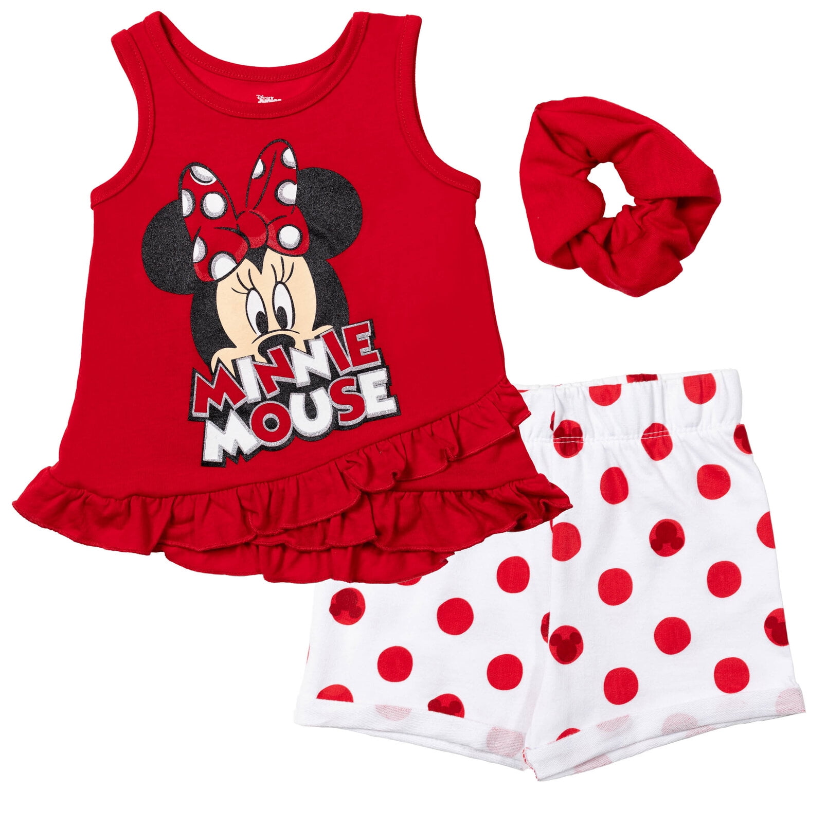 Disney Minnie Mouse Set: Big Girls Tank Top, Terry Shorts, Scrunchie, 3 ...