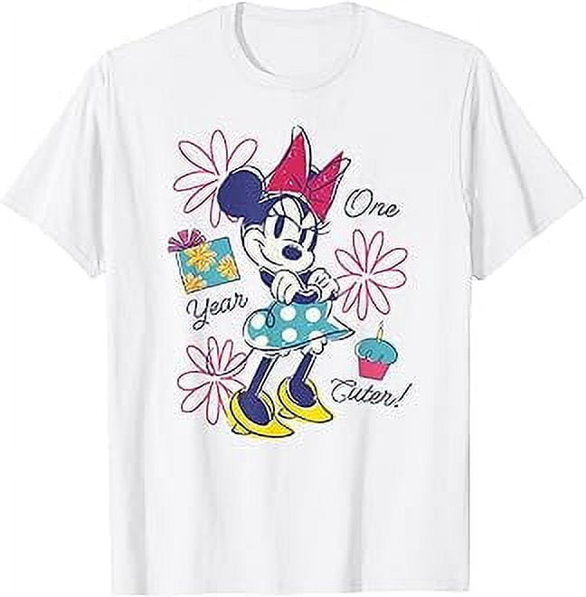 Disney Minnie Mouse Birthday Doodles One Year Cuter T-Shirt - Walmart.com