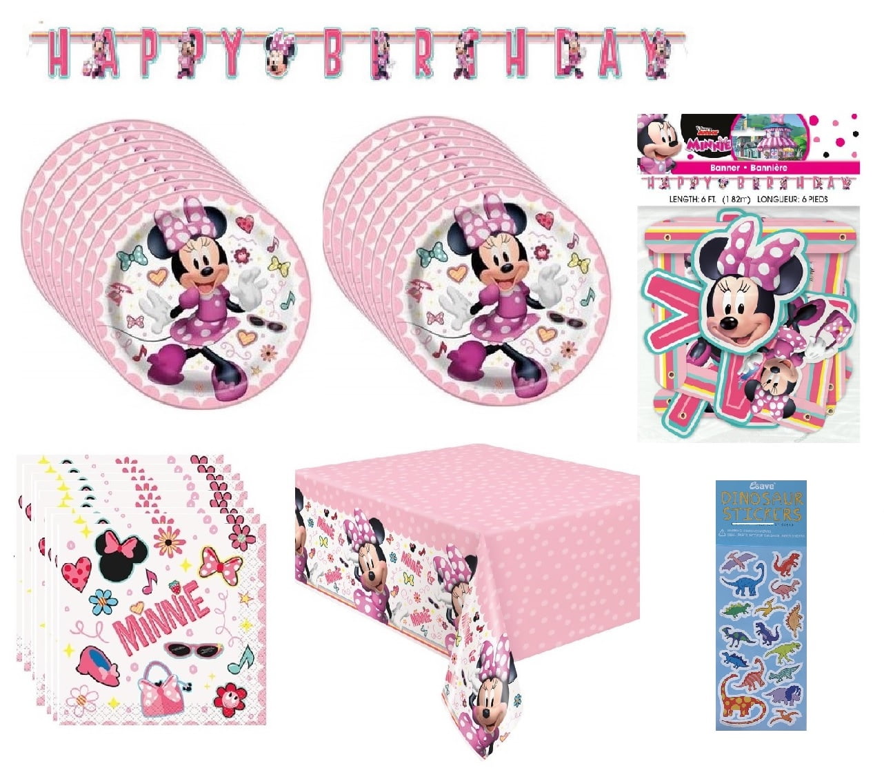 Disney Minnie Mouse Birthday Party Supplies Bundle Includes 16 Paper ...
