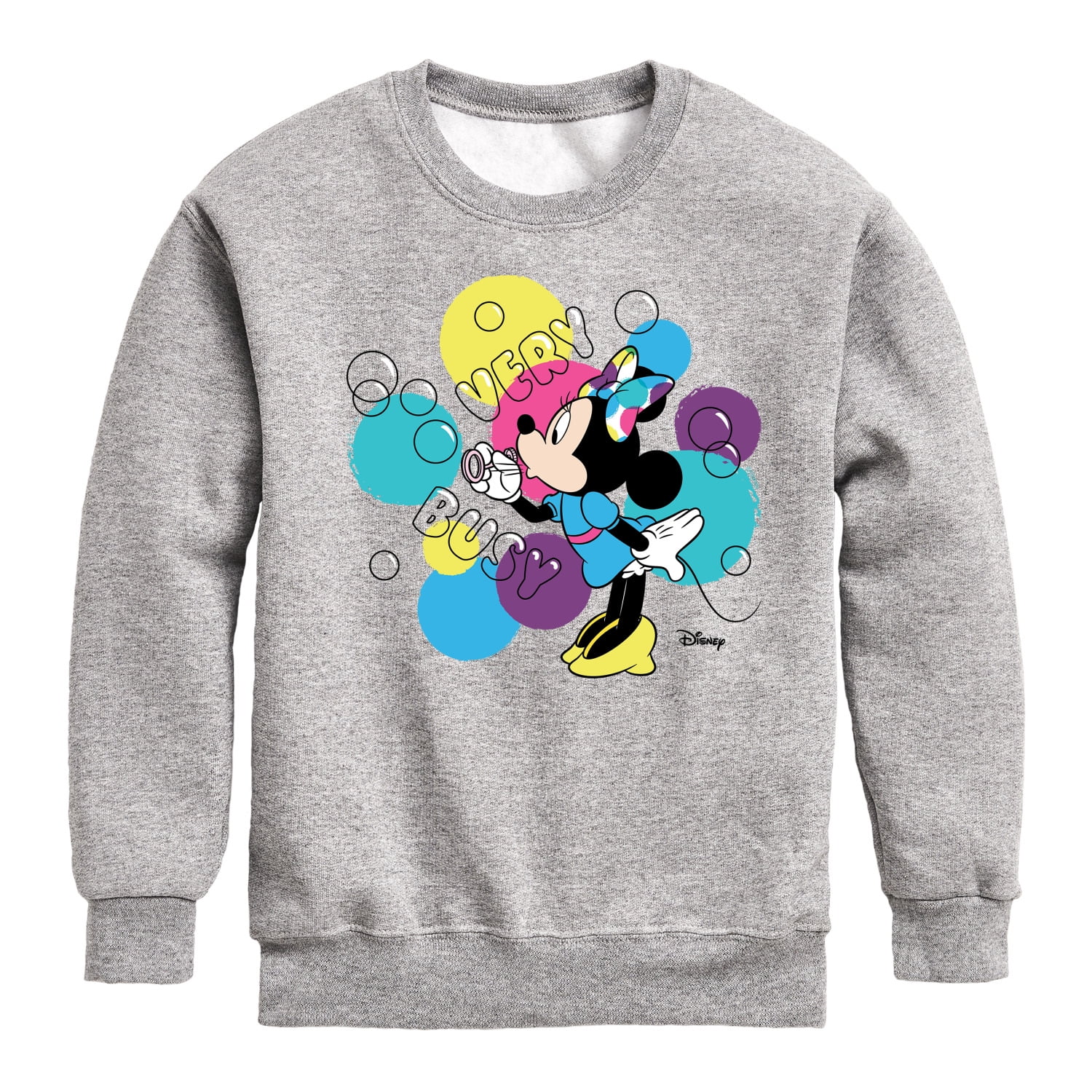 Disney - Minnie Mouse Blowing Bubbles Everywhere - Youth Crewneck ...