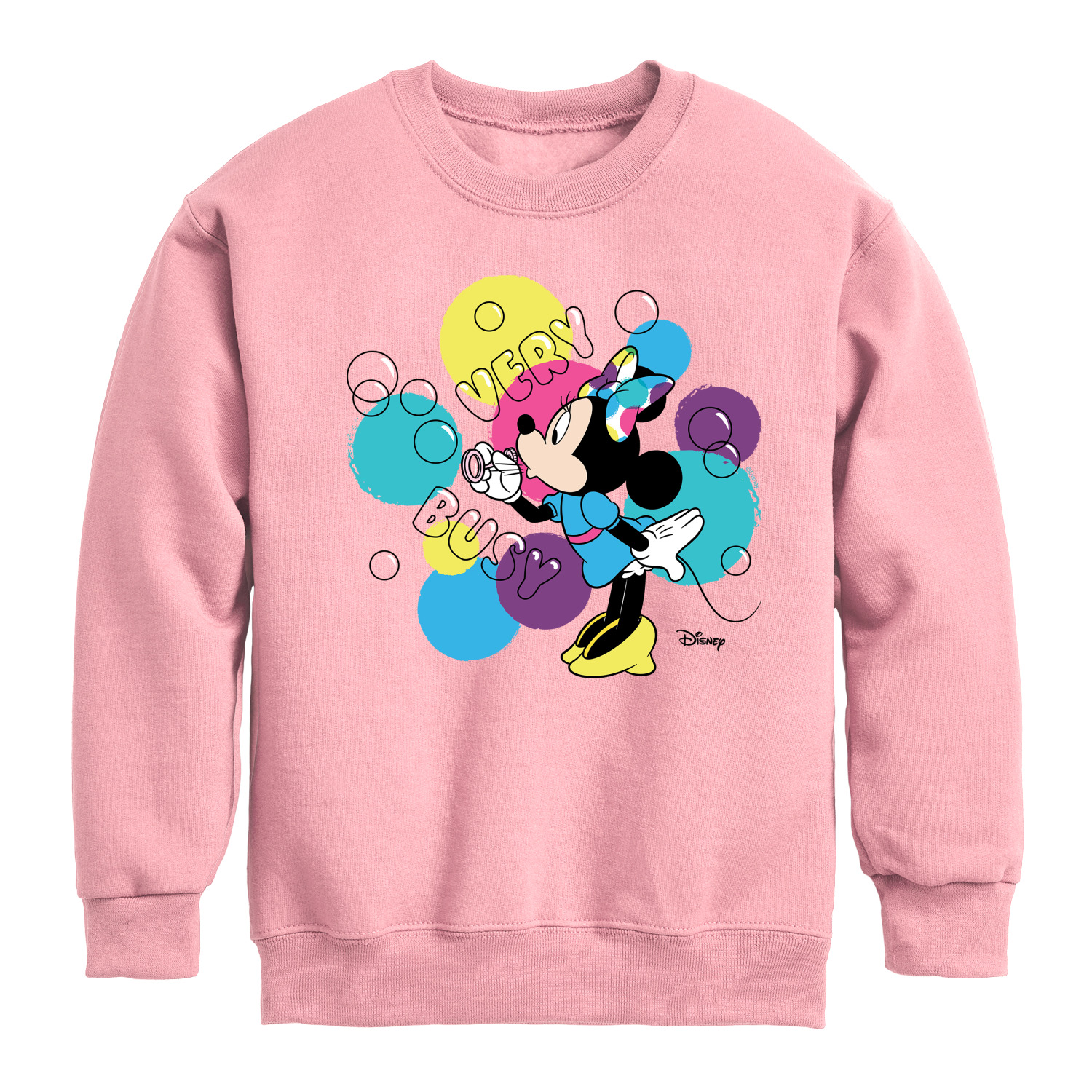 Disney - Minnie Mouse Blowing Bubbles Everywhere - Youth Crewneck ...