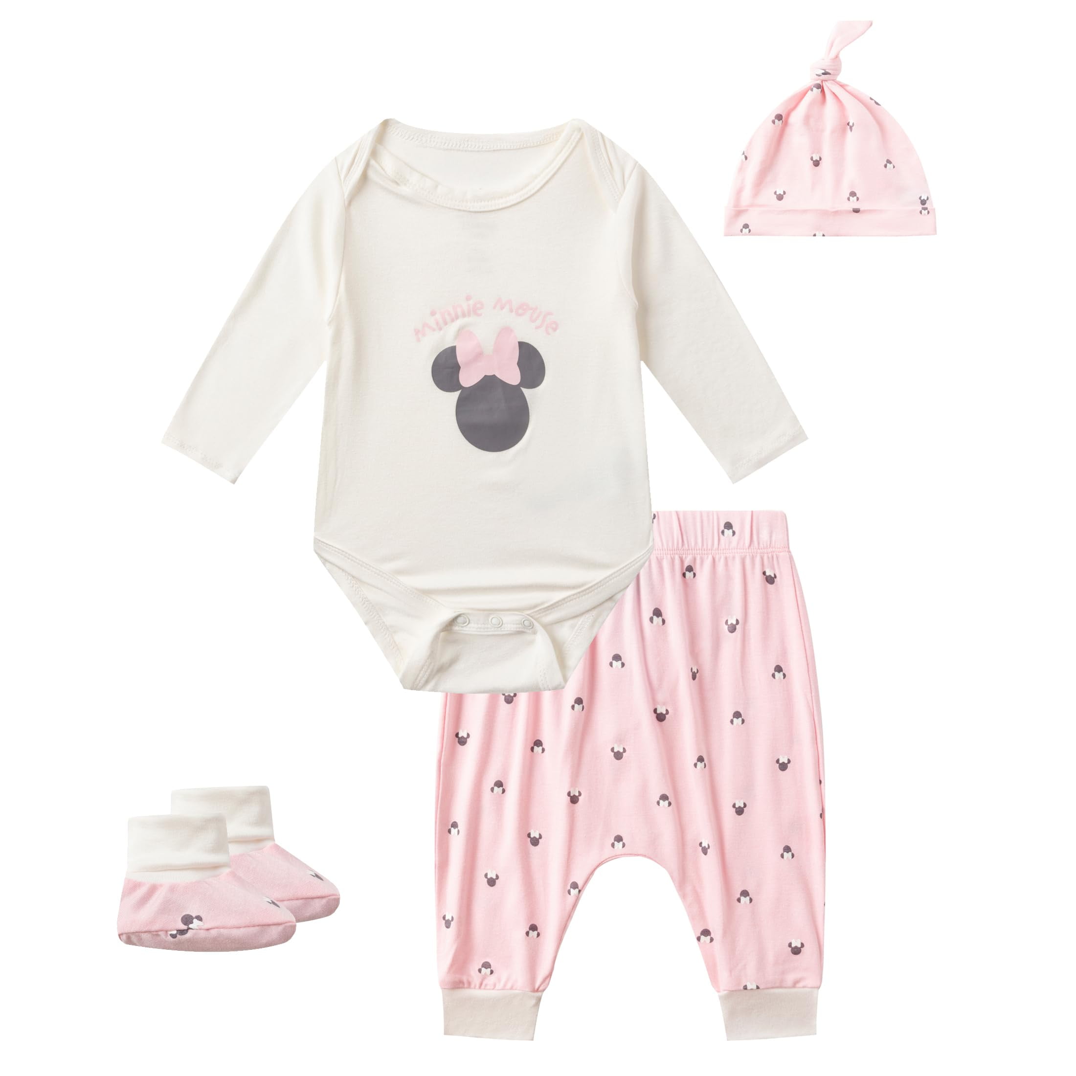 Disney Minnie Mouse Bodysuit, Legging Pants, Booties and Hat (Infant ...
