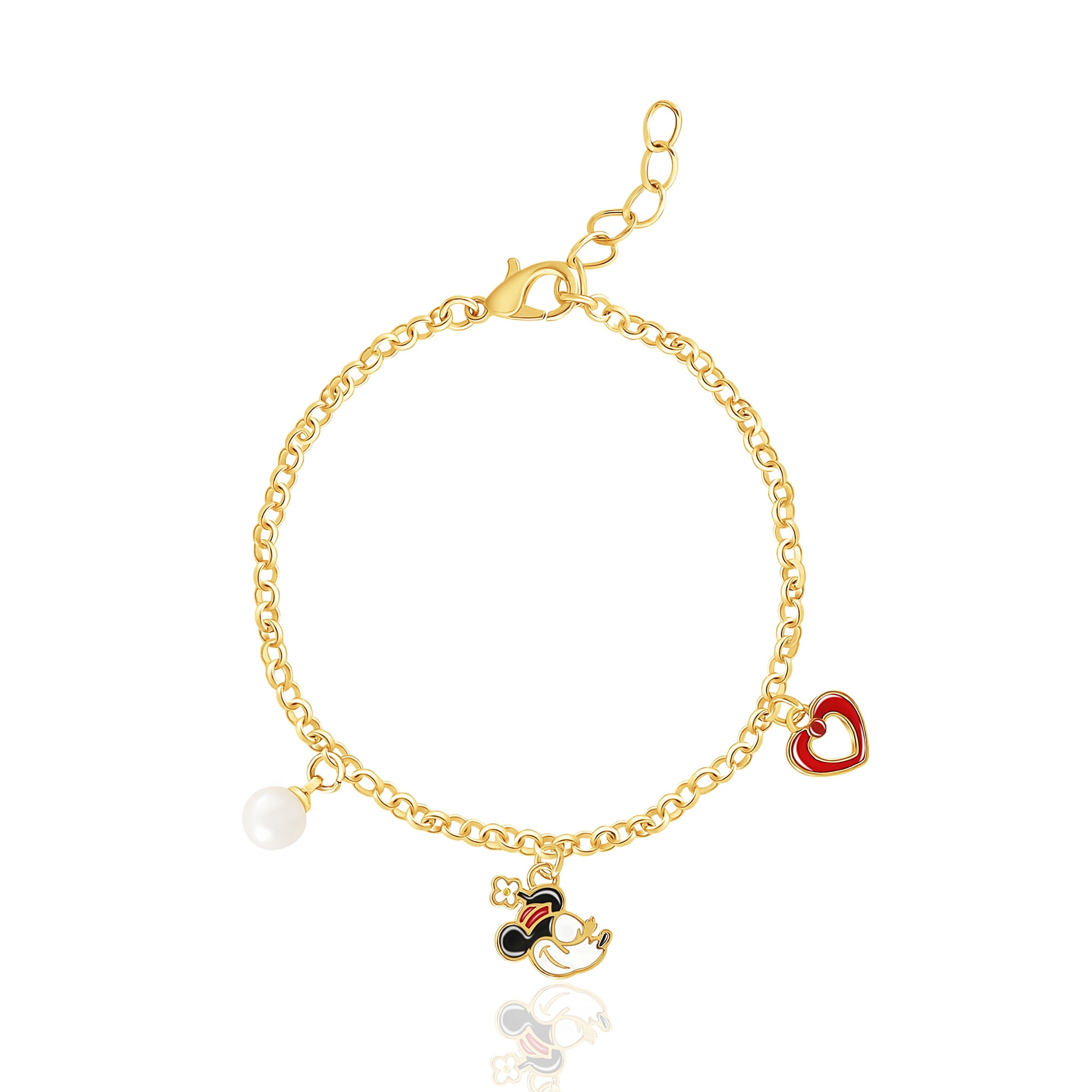 Disney Minnie Mouse Charm Bracelet 6.5" + 1" - Official License Gold ...
