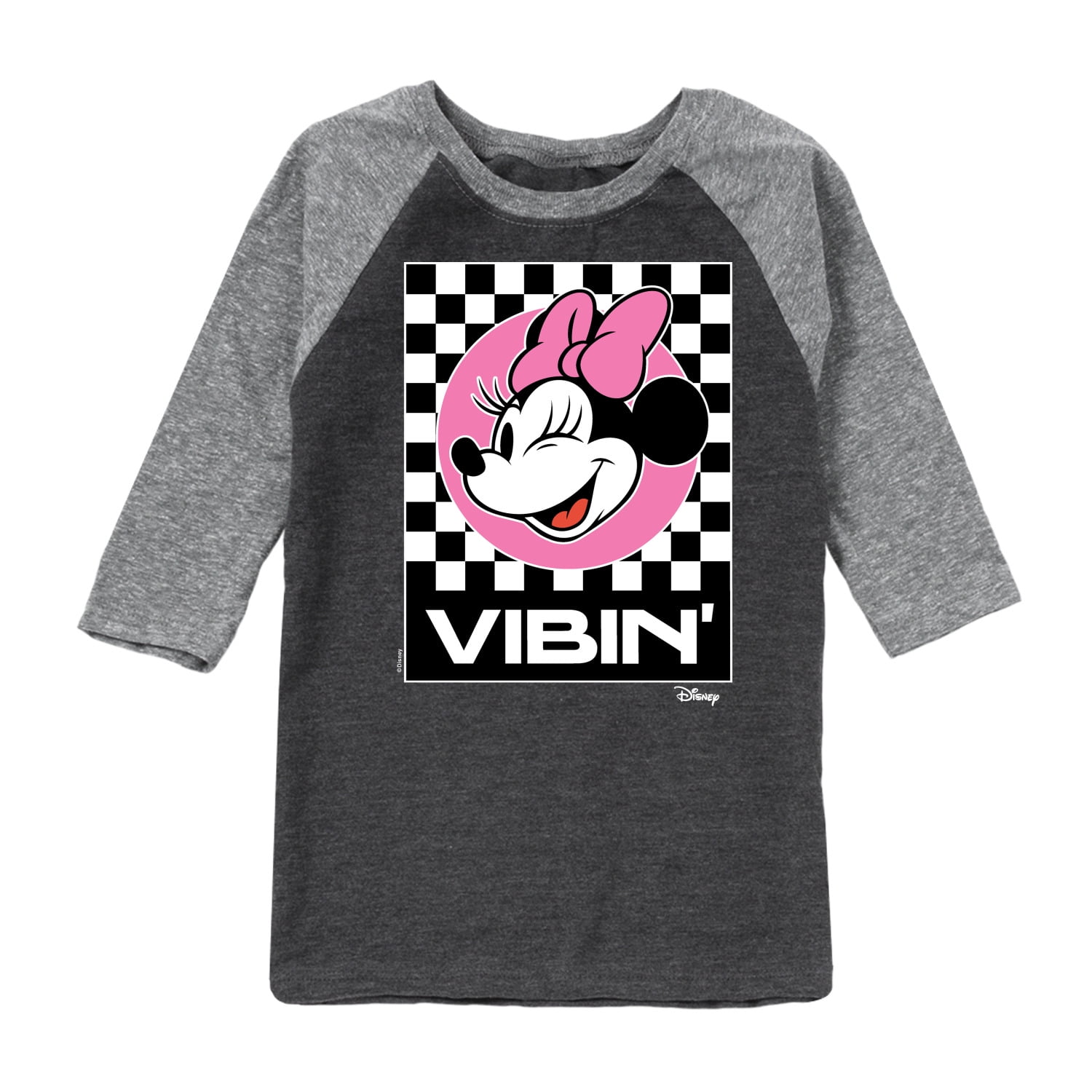 Disney - Minnie Mouse - Checkered Board Vibin' - Youth Raglan Graphic T ...