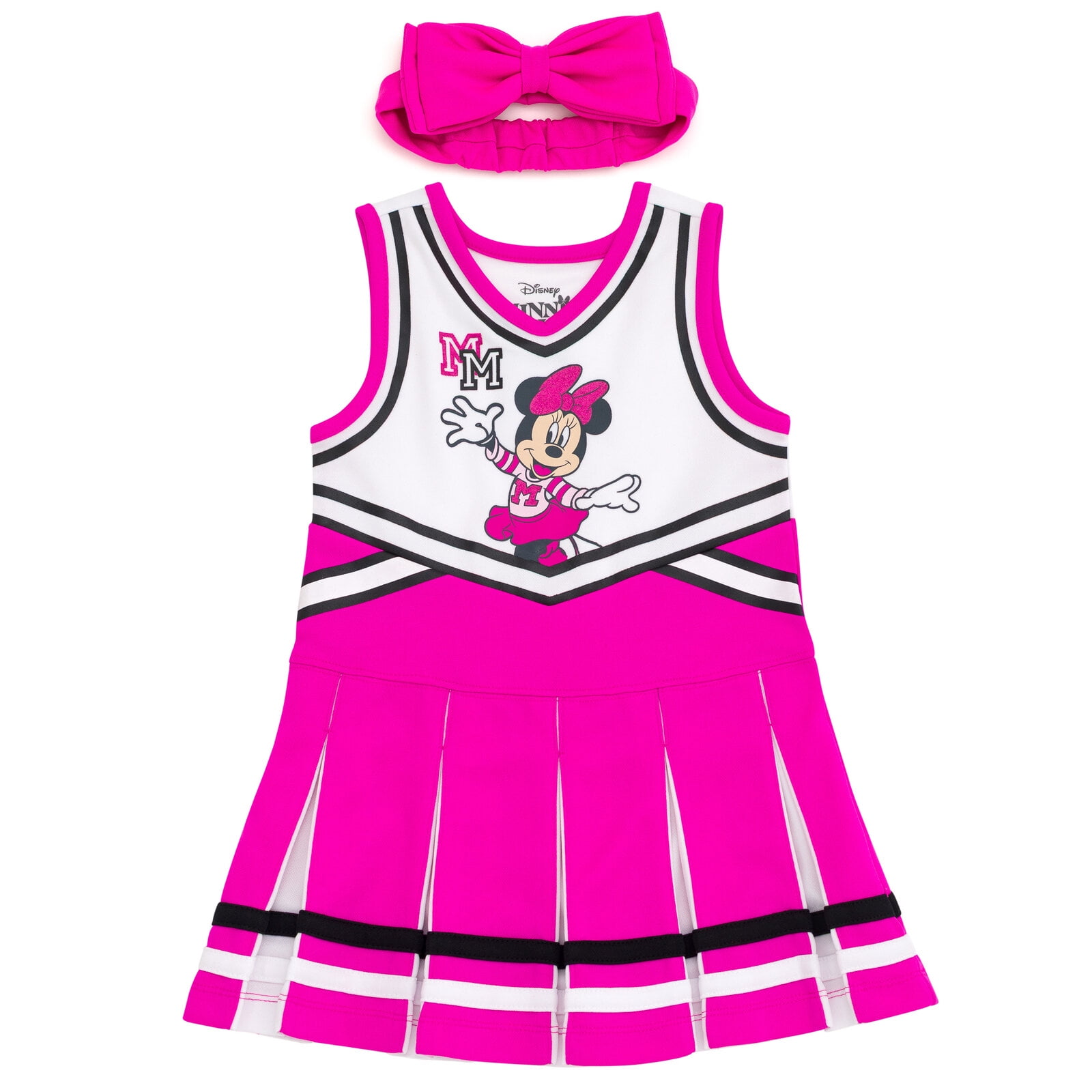 Disney Minnie Mouse Cheerleader Dress and Bow Outfit Set Toddler to Big ...