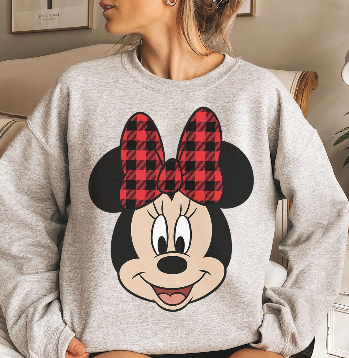 Disney Minnie Mouse Christmas Bow Classic Sweatshirt, Disney Plaid ...