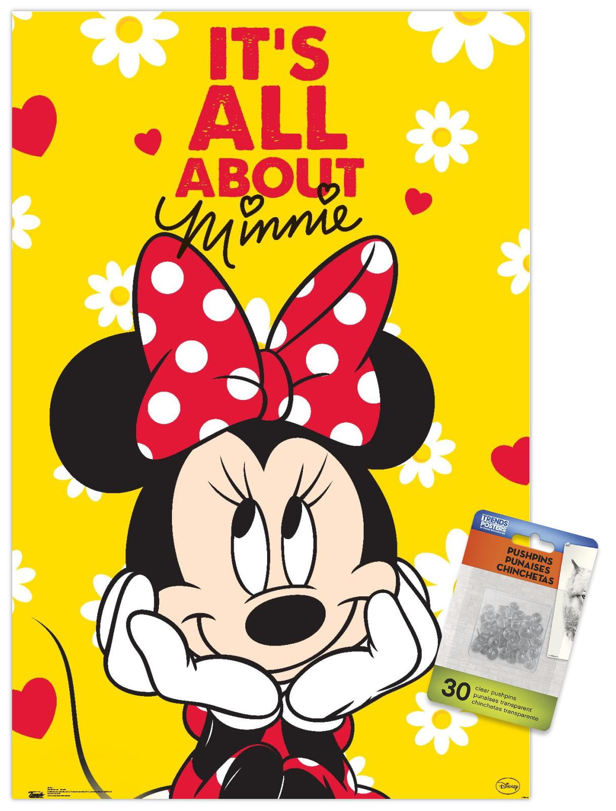 Disney Minnie Mouse - Classic Wall Poster with Push Pins, 14.725" x 22. ...