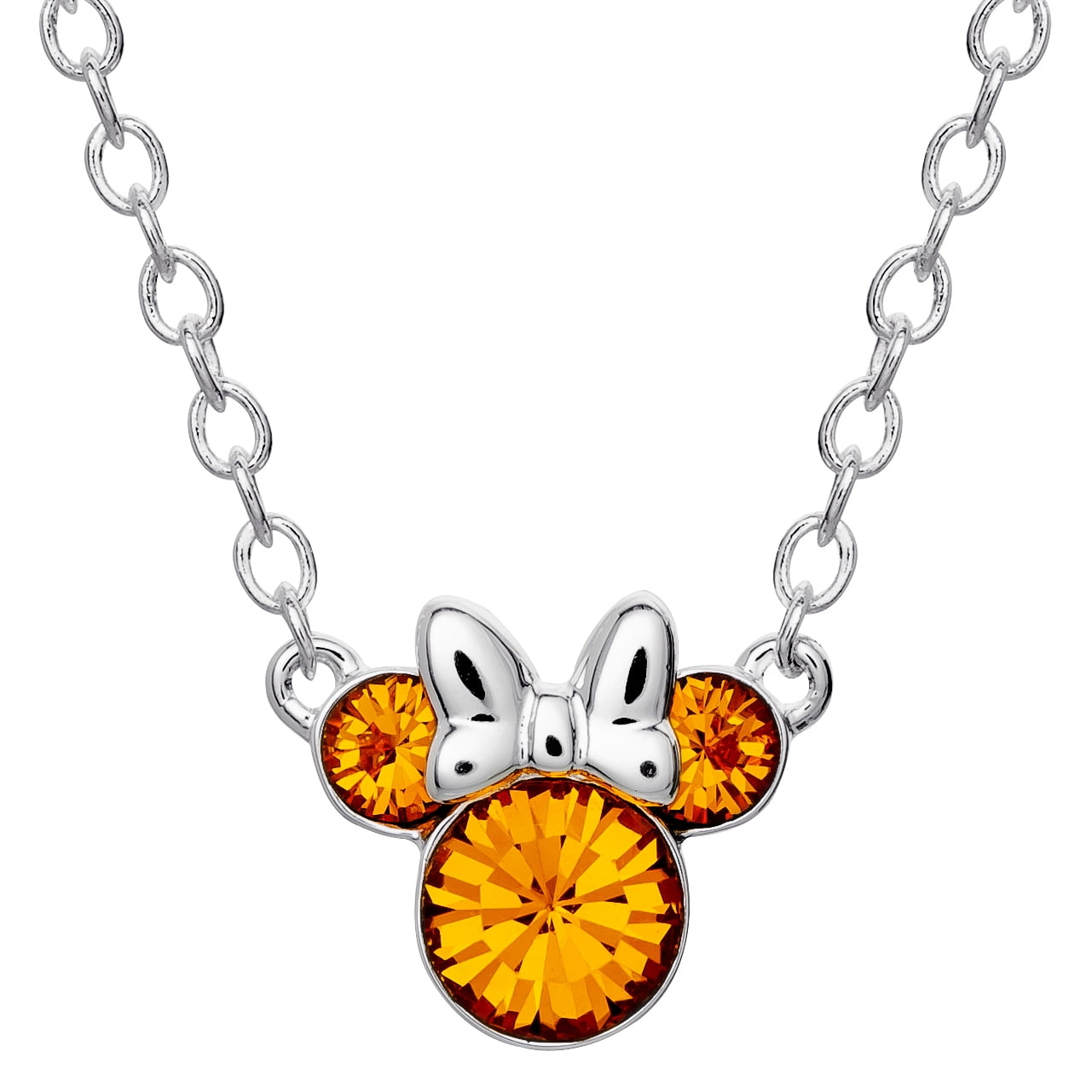Disney Minnie Mouse Crystal Birthstone Silver Plated Necklace (More ...