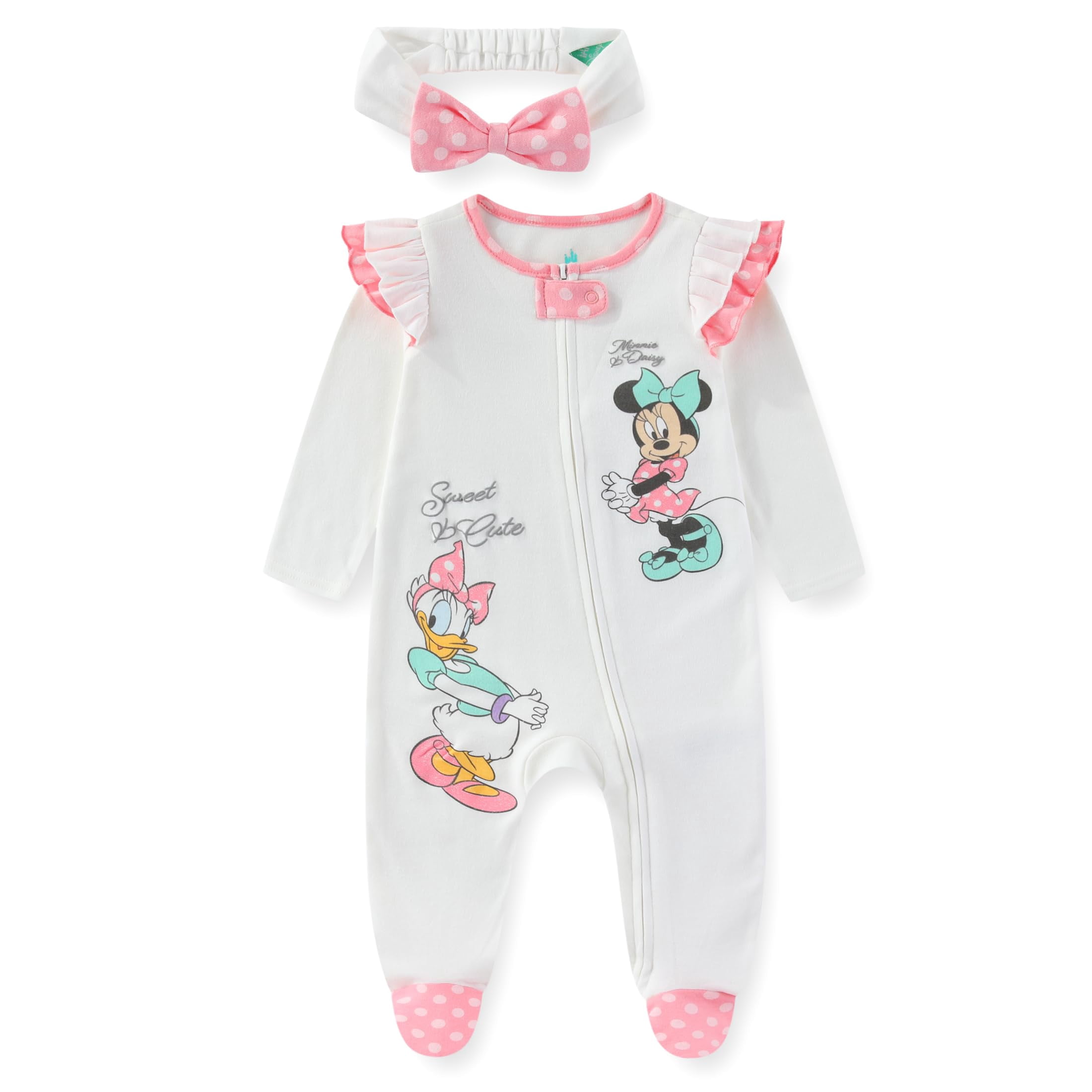Disney Minnie Mouse Daisy Duck Long Sleeve Footies Coverall Romper With ...
