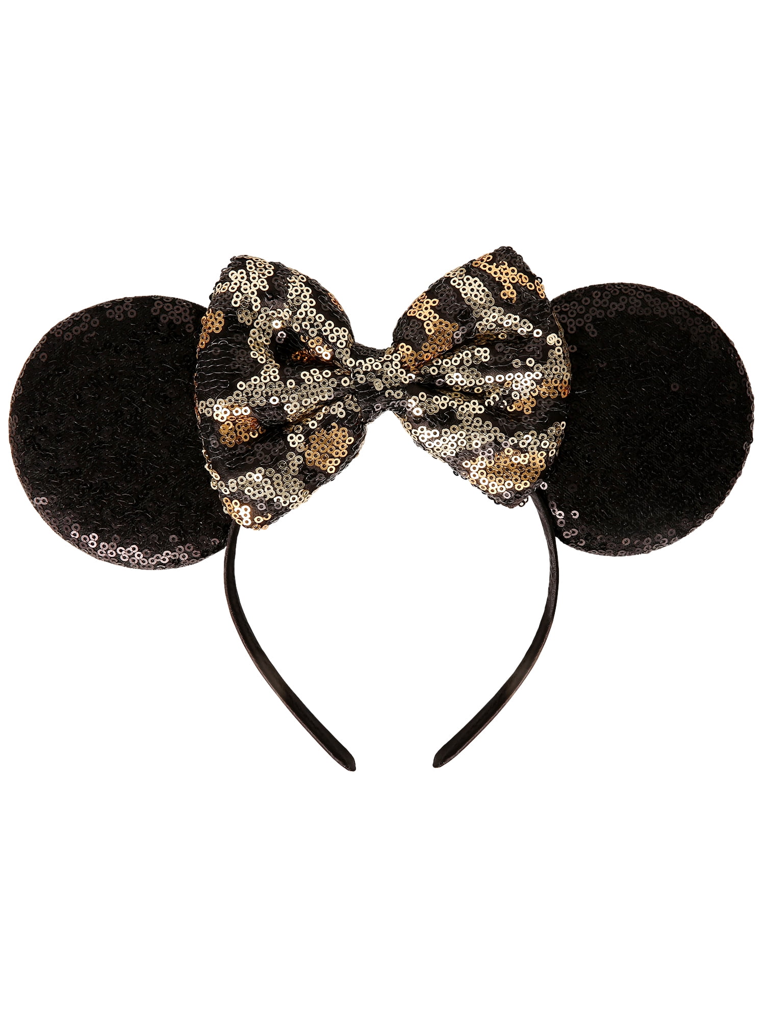 Disney- Minnie Mouse Ears Bow Headbands, Girl's Fashion Cheetah Sequin ...