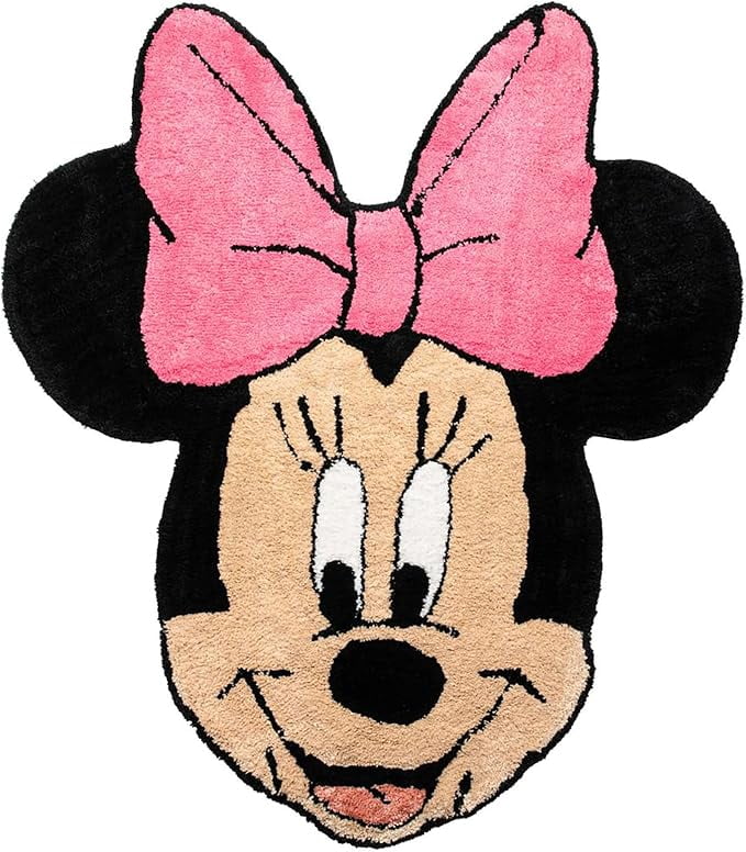 Disney Minnie Mouse Face 4ft x 3ft Fluffy Plush Tufted Area Rug - Kids ...