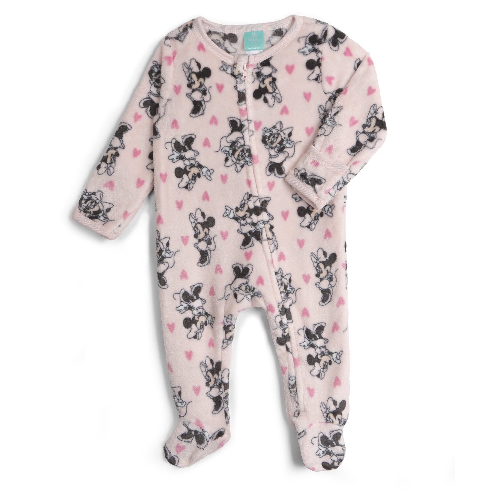 Disney Minnie Mouse Flannel Fleece Zip Up Woobie Sleep N' Play Coverall ...