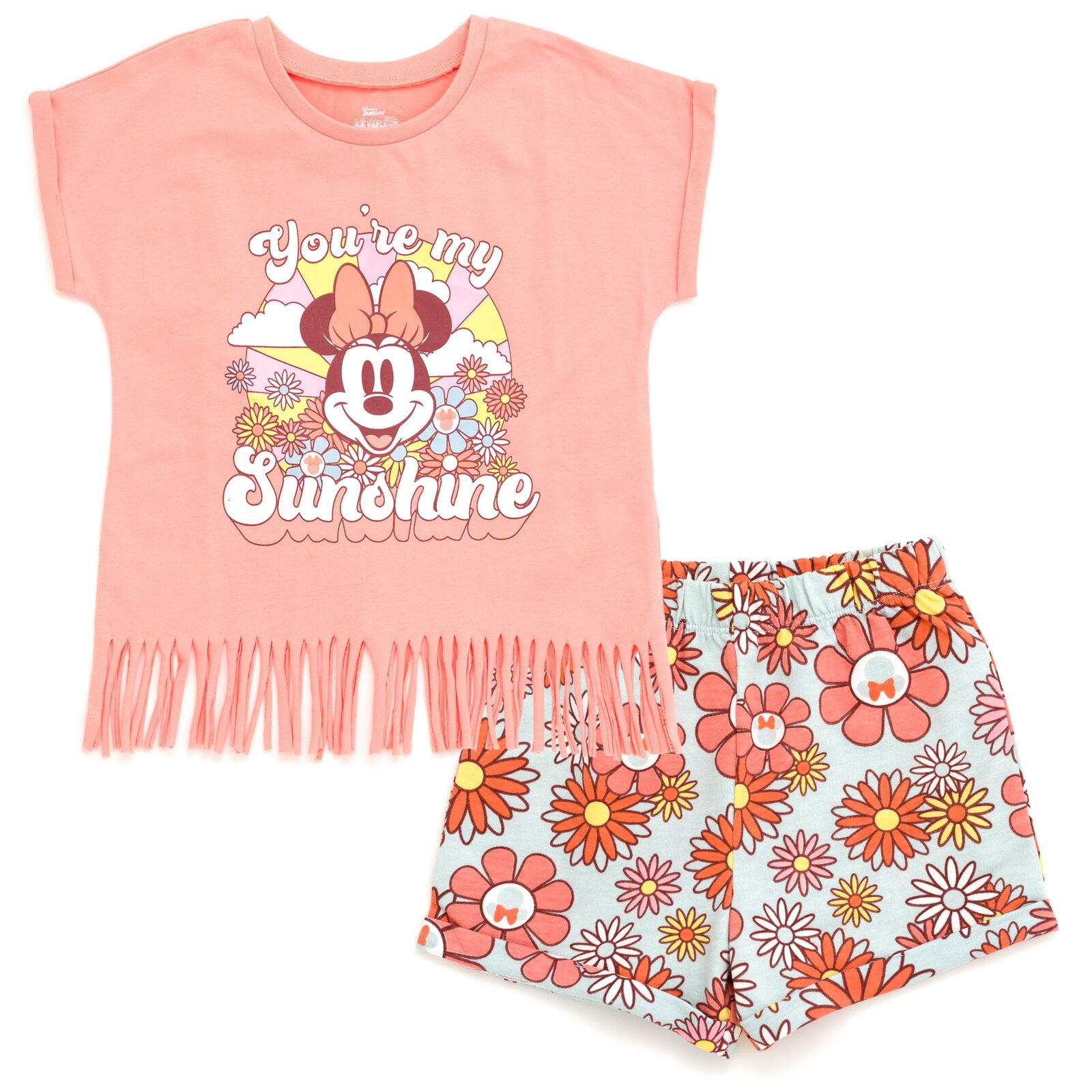 Disney Minnie Mouse Toddler Girls' T-Shirt and French Terry Shorts Set ...