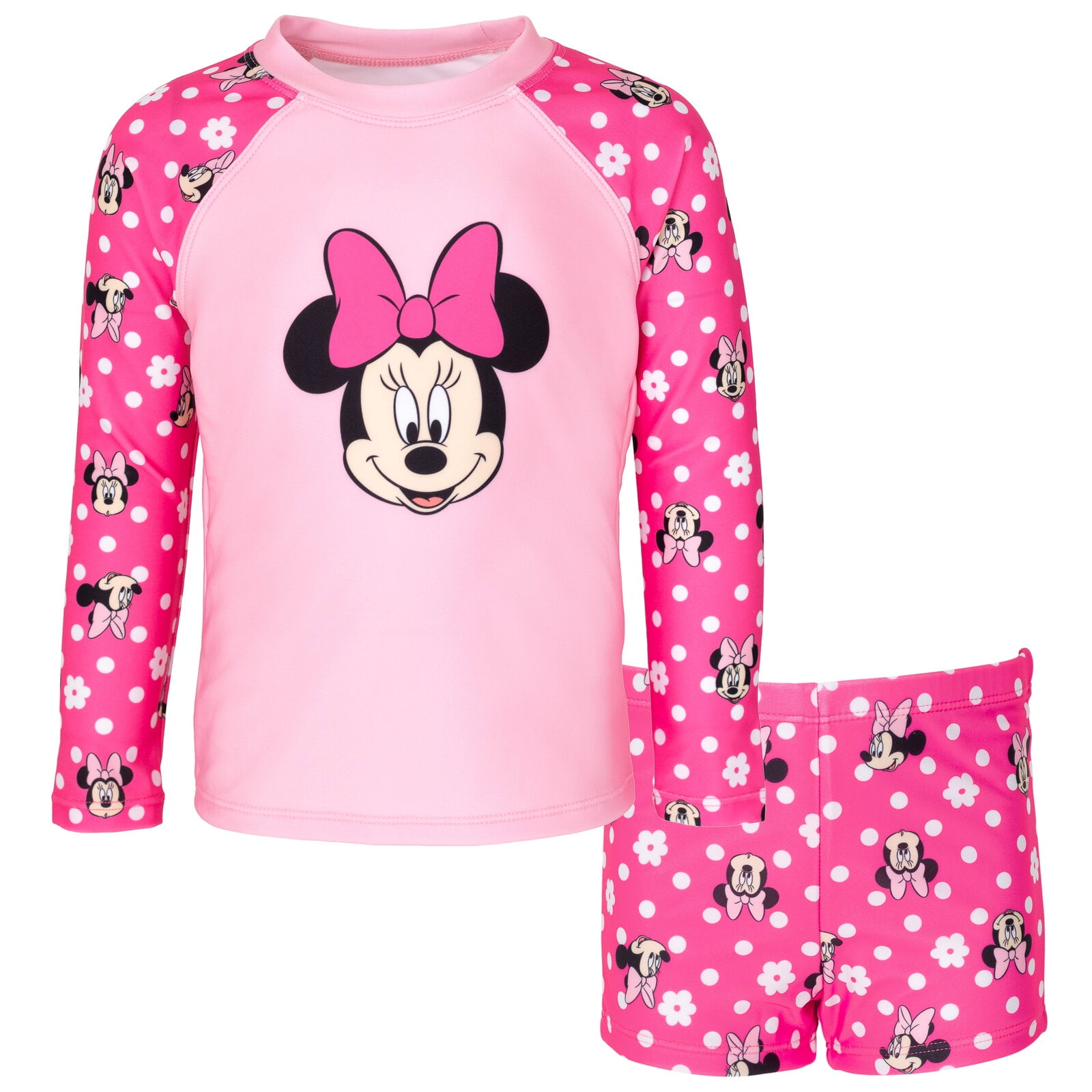 Disney Minnie Mouse Floral UPF 50+ Rash Guard and Swim Shorts Swimsuit ...