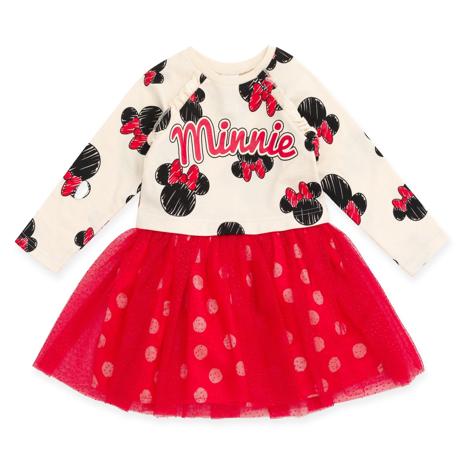 Disney Minnie Mouse French Terry Dress Polka Dots Toddler to Big Kid ...