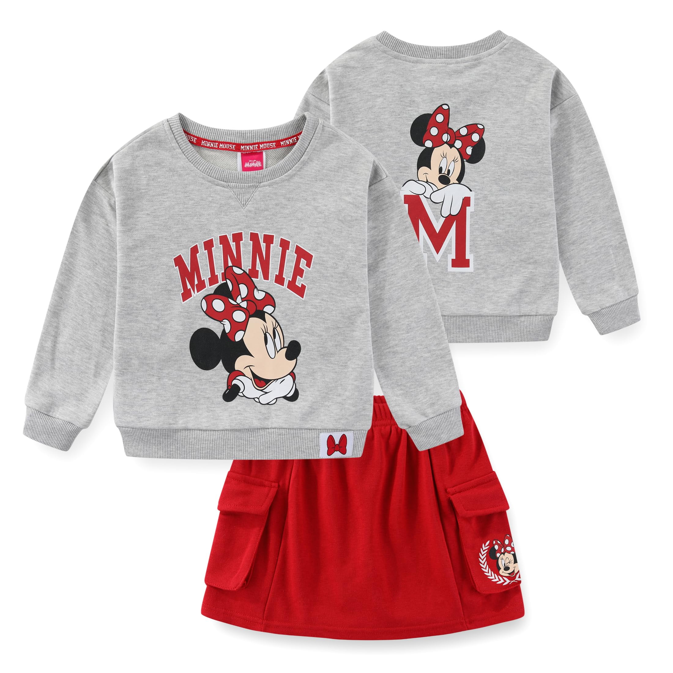 Disney Minnie Mouse French Terry Sweatshirt and Skort Skirt Set (Girls ...