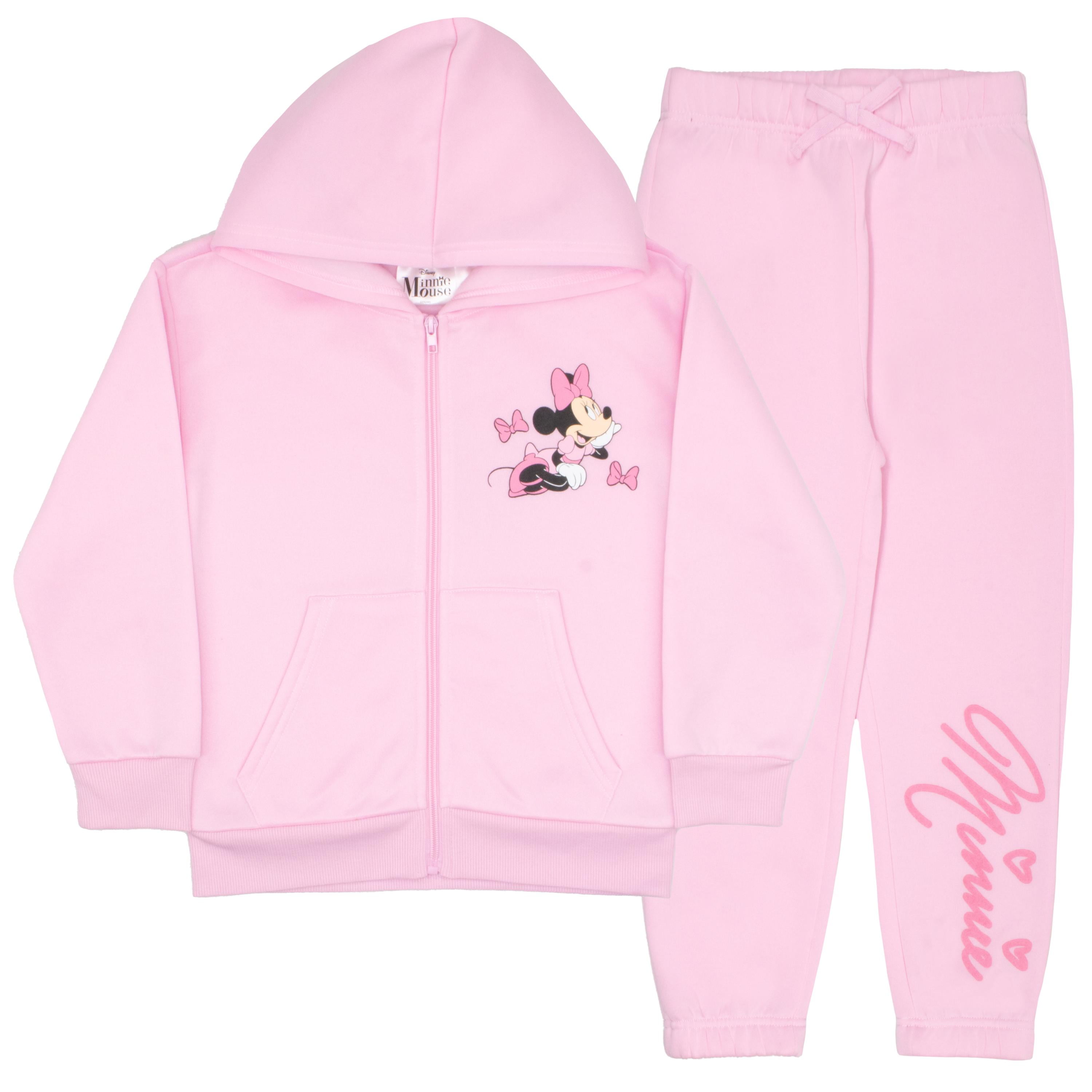 Disney Minnie Mouse Girl's 2-Piece Fleece Matching Set - Zip Up Hooded ...