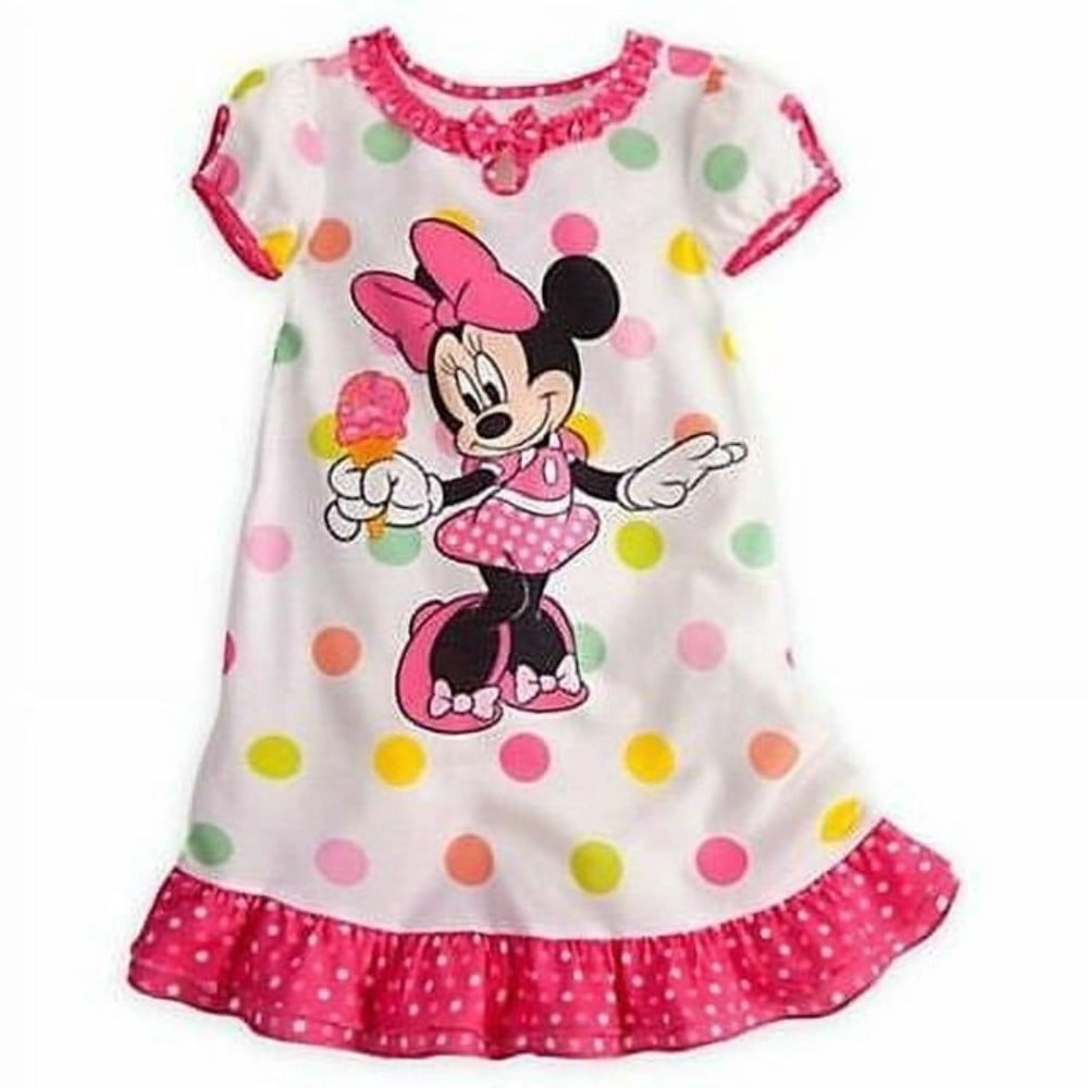 Disney Minnie Mouse Girl's Polka Dot and Ice Cream Nightgown, Gown ...
