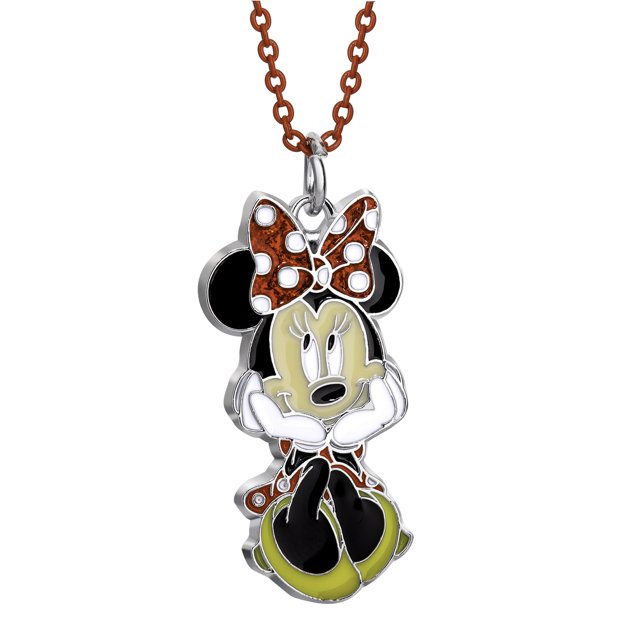 Disney Minnie Mouse Girl's/Tween Fashion Charm Necklace, 16” Chain ...