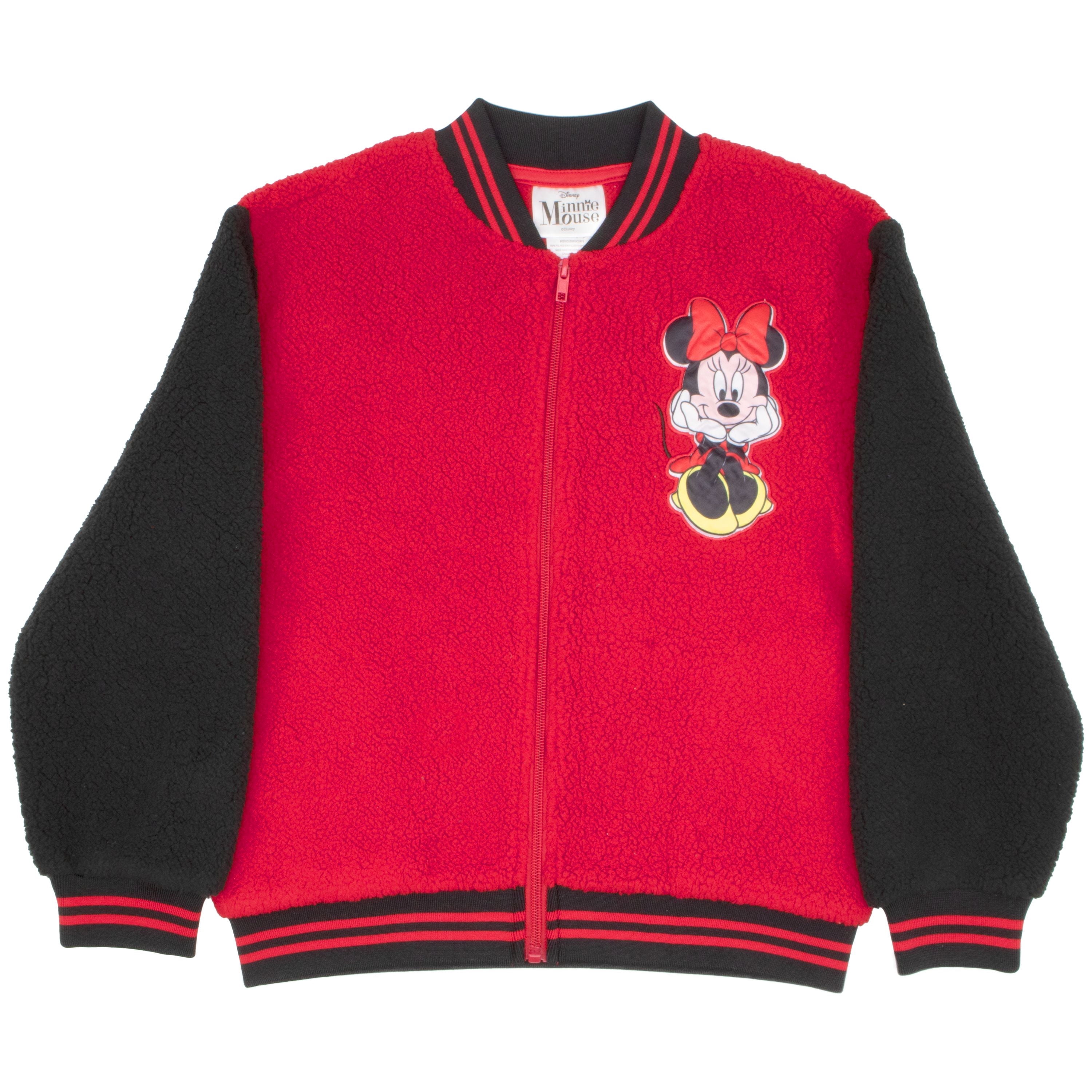 Disney Minnie Mouse Girl's Zip-Up Varsity Bomber Jacket - Casual ...