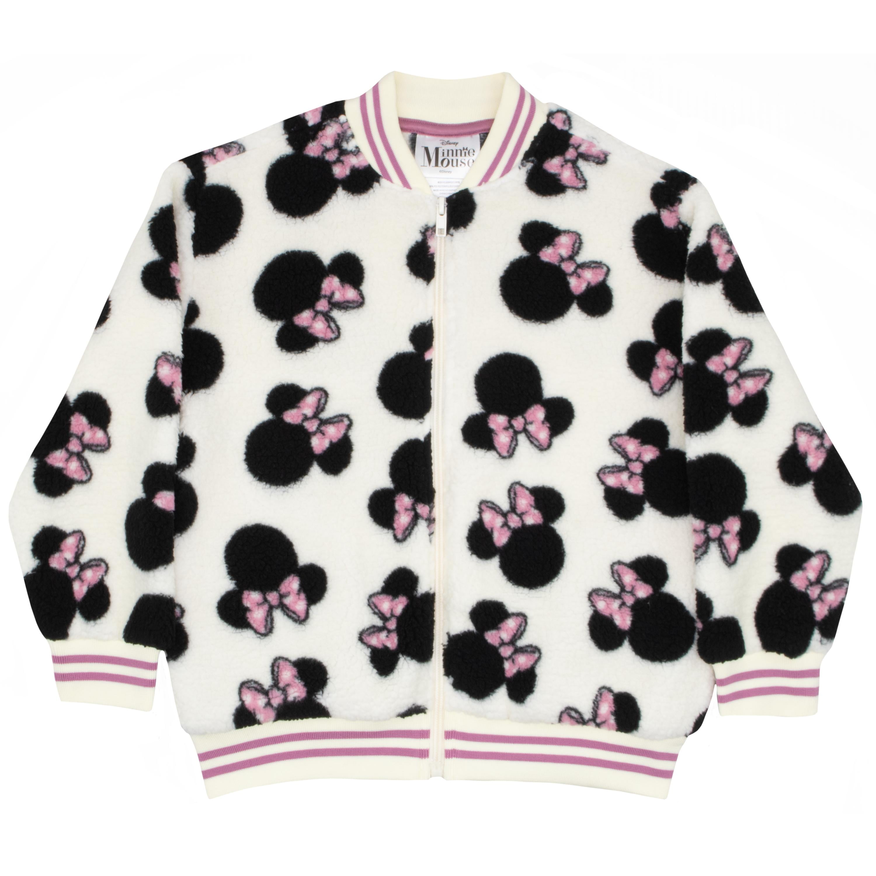Disney Minnie Mouse Girl's Zip-Up Varsity Bomber Jacket - Casual ...