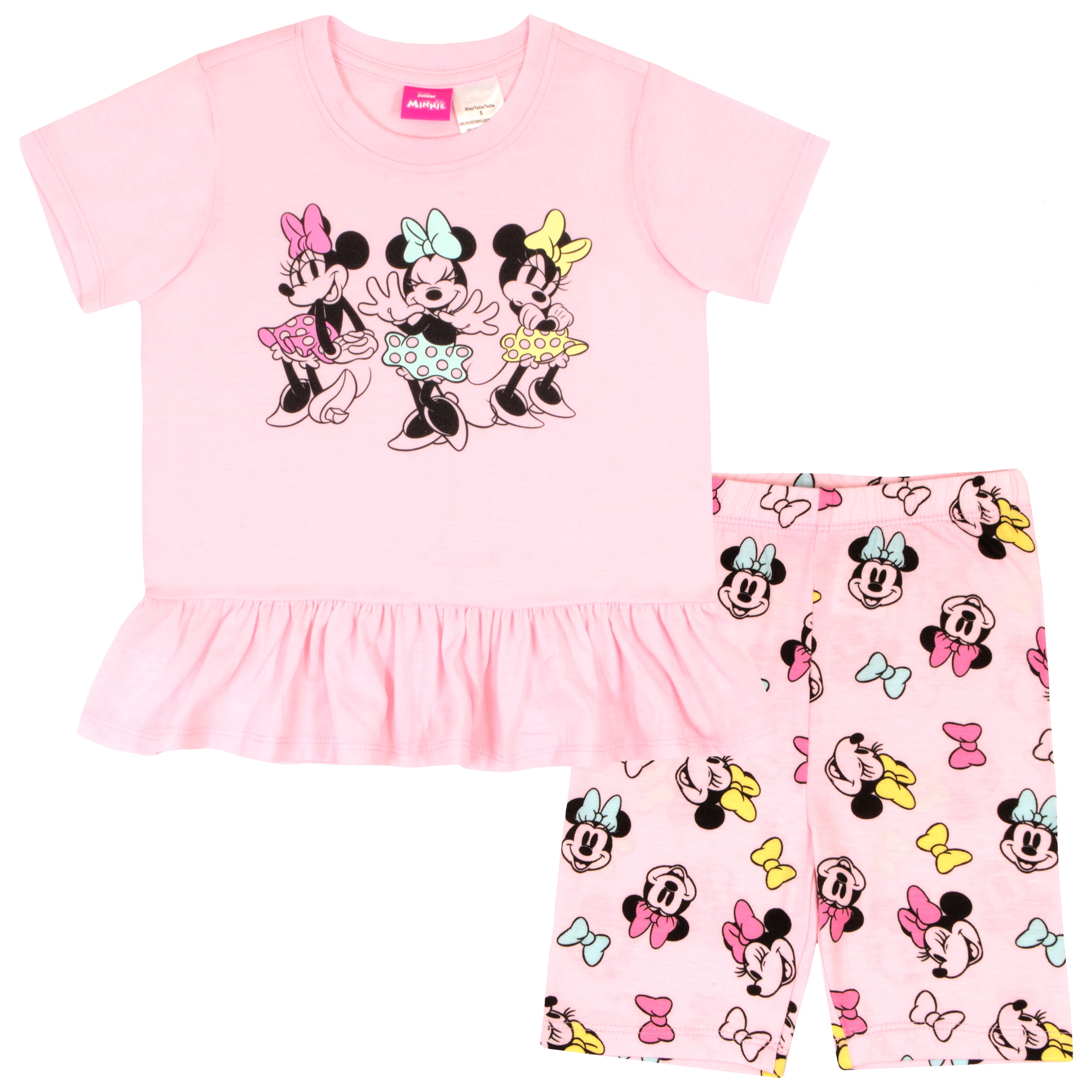 Disney Minnie Mouse Girls 2 Piece Princess Tee and Biker Shorts Set ...