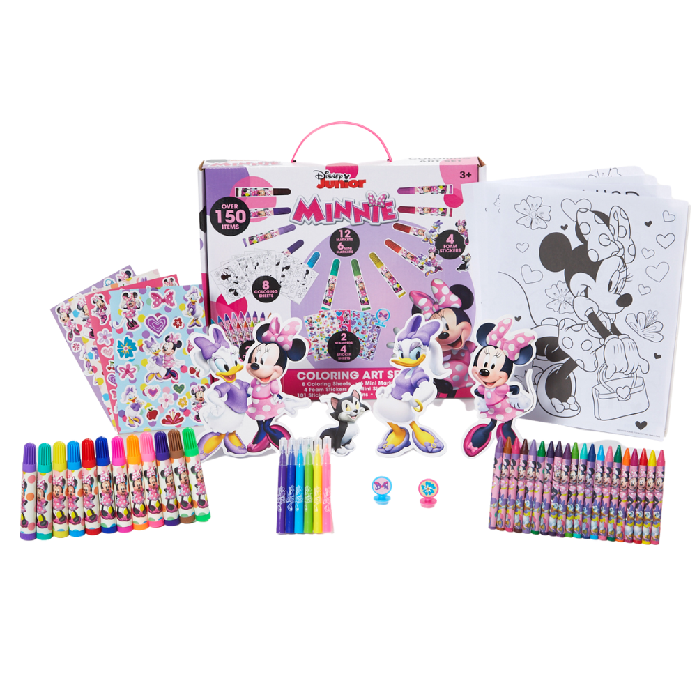 Disney Minnie Mouse Girls Art Kit Stickers Markers and Crayons 150 ...