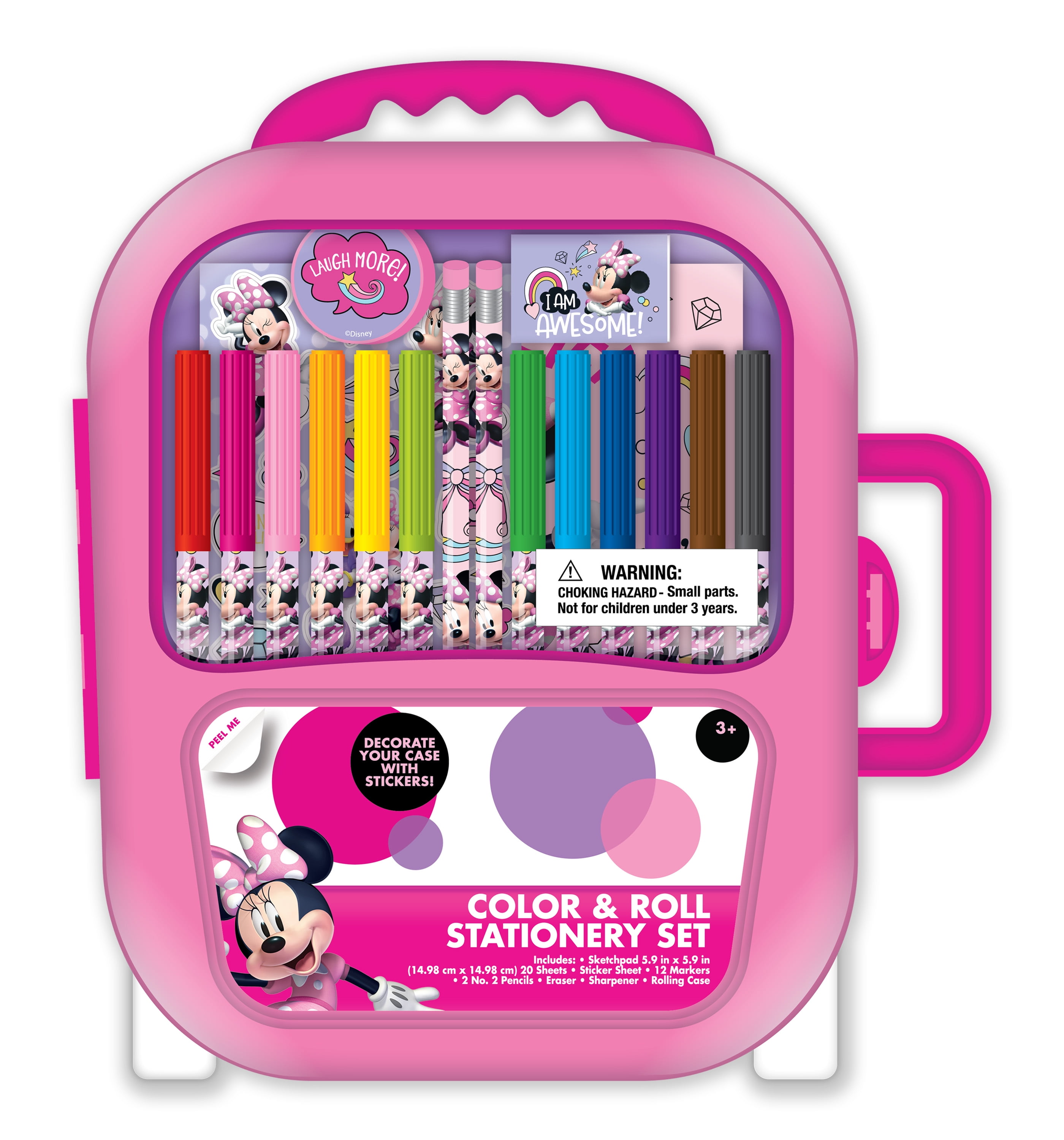 Disney Minnie Mouse Girls Art Kit with Stickers, Art Markers, Rolling ...