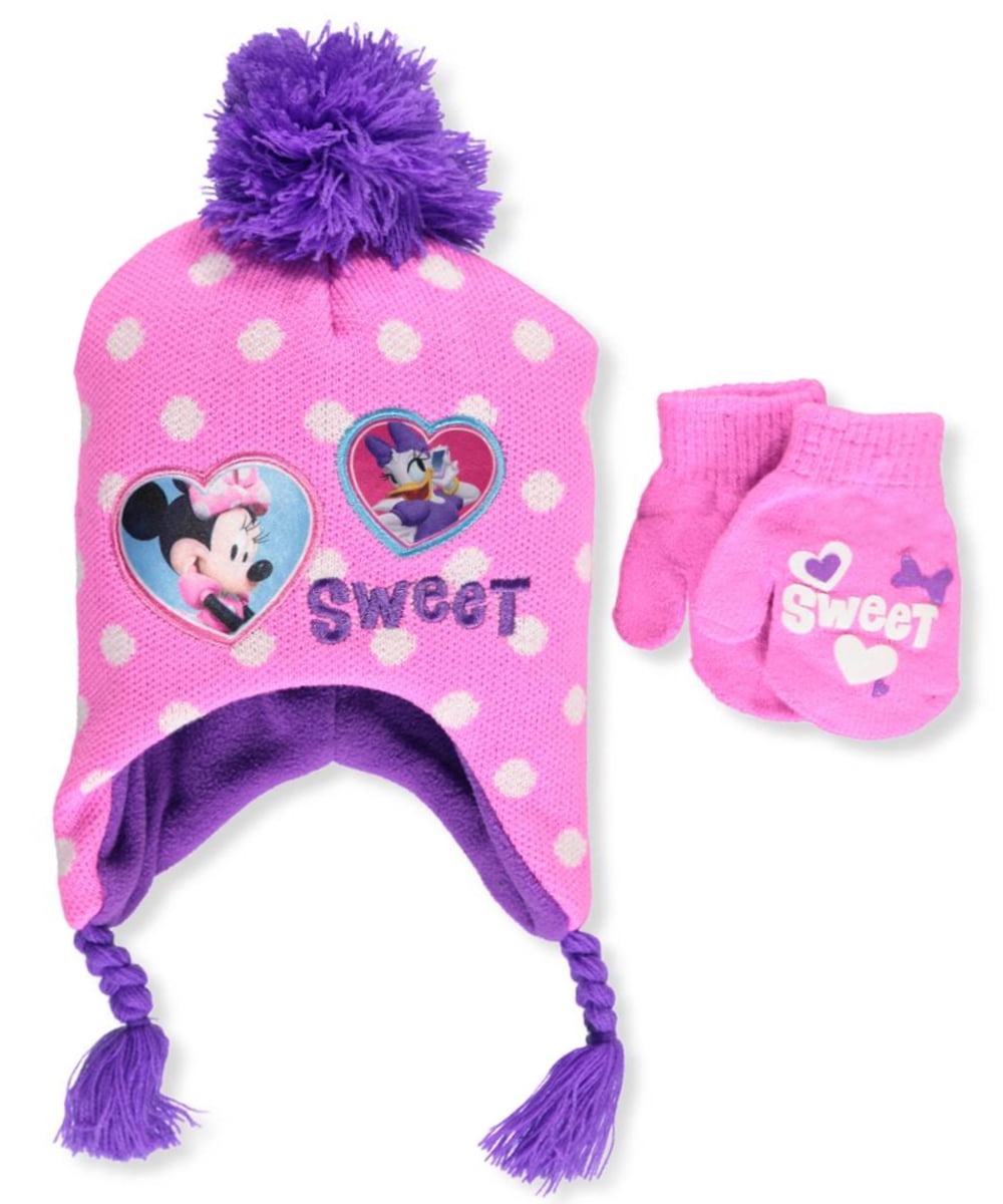 Disney Minnie Mouse Girls' Beanie & Mittens Set (Toddler One Size ...