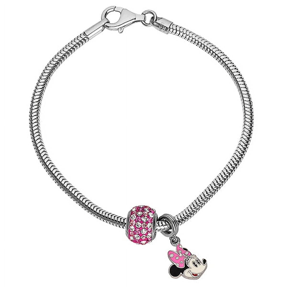Disney Minnie Mouse Girls' Crystal Sterling Silver Minnie and Round ...