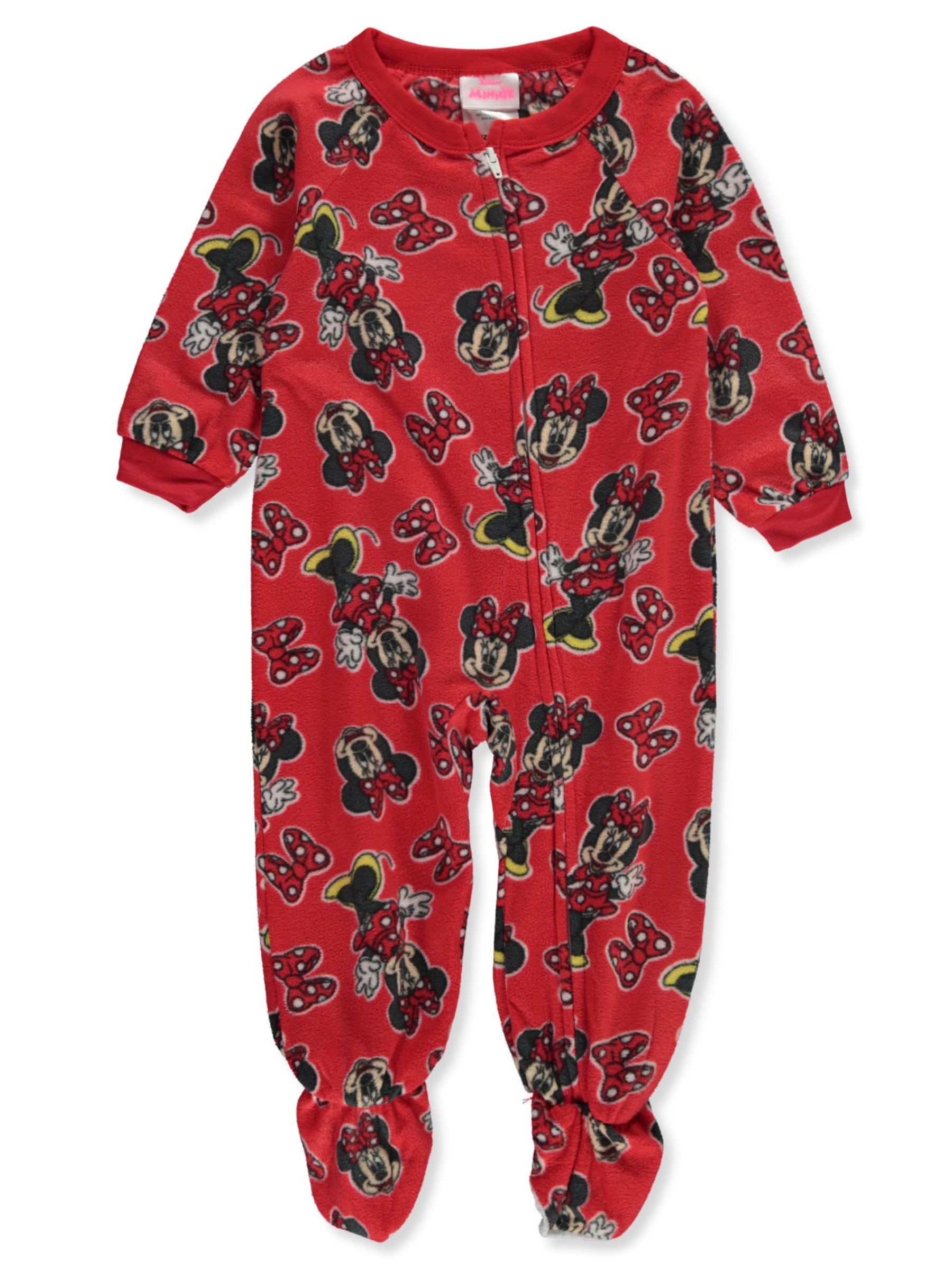 Disney Minnie Mouse Girls' Footed Fleece Coveralls - red, 2t (Toddler ...